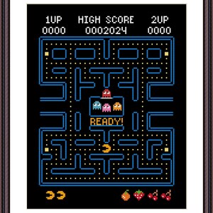 Pac-man Video Game Cross Stitch Pattern PDF Pacman Arcade Game Cross ...