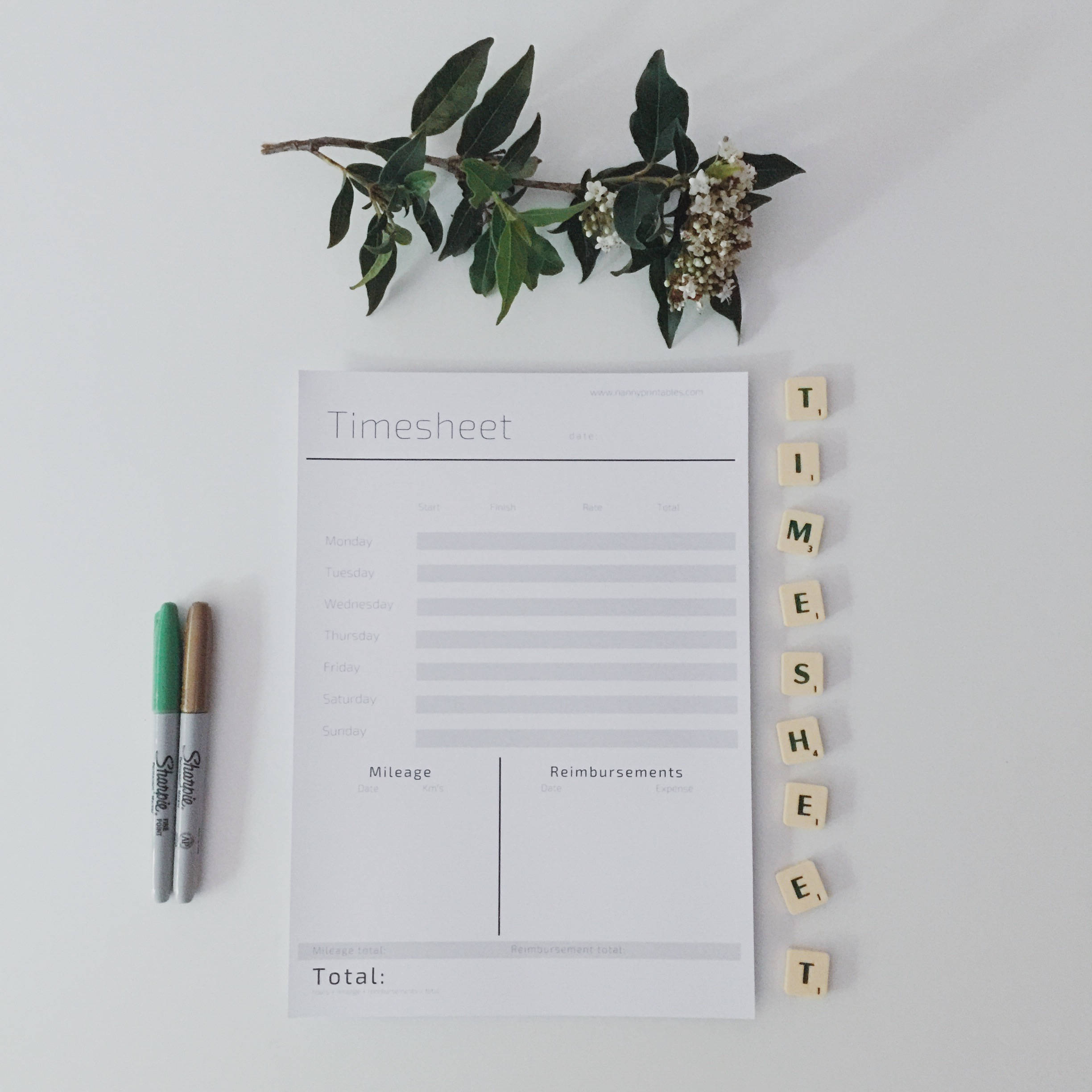 A4 Editable Timesheet Minimalist Black & White Instant PDF Download - Etsy