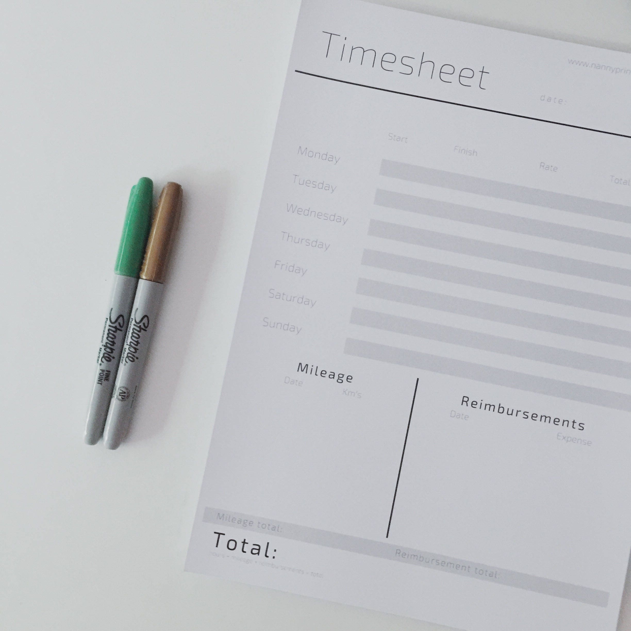 A4 Timesheet | Minimalist Black & White | Instant PDF Download - Etsy
