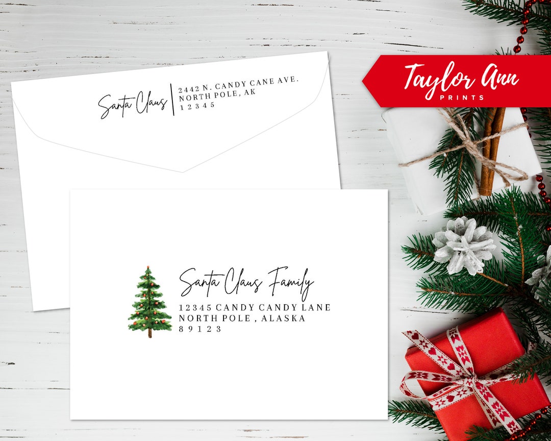 Christmas Envelope Address Template Editable Printable Classic Formal ...