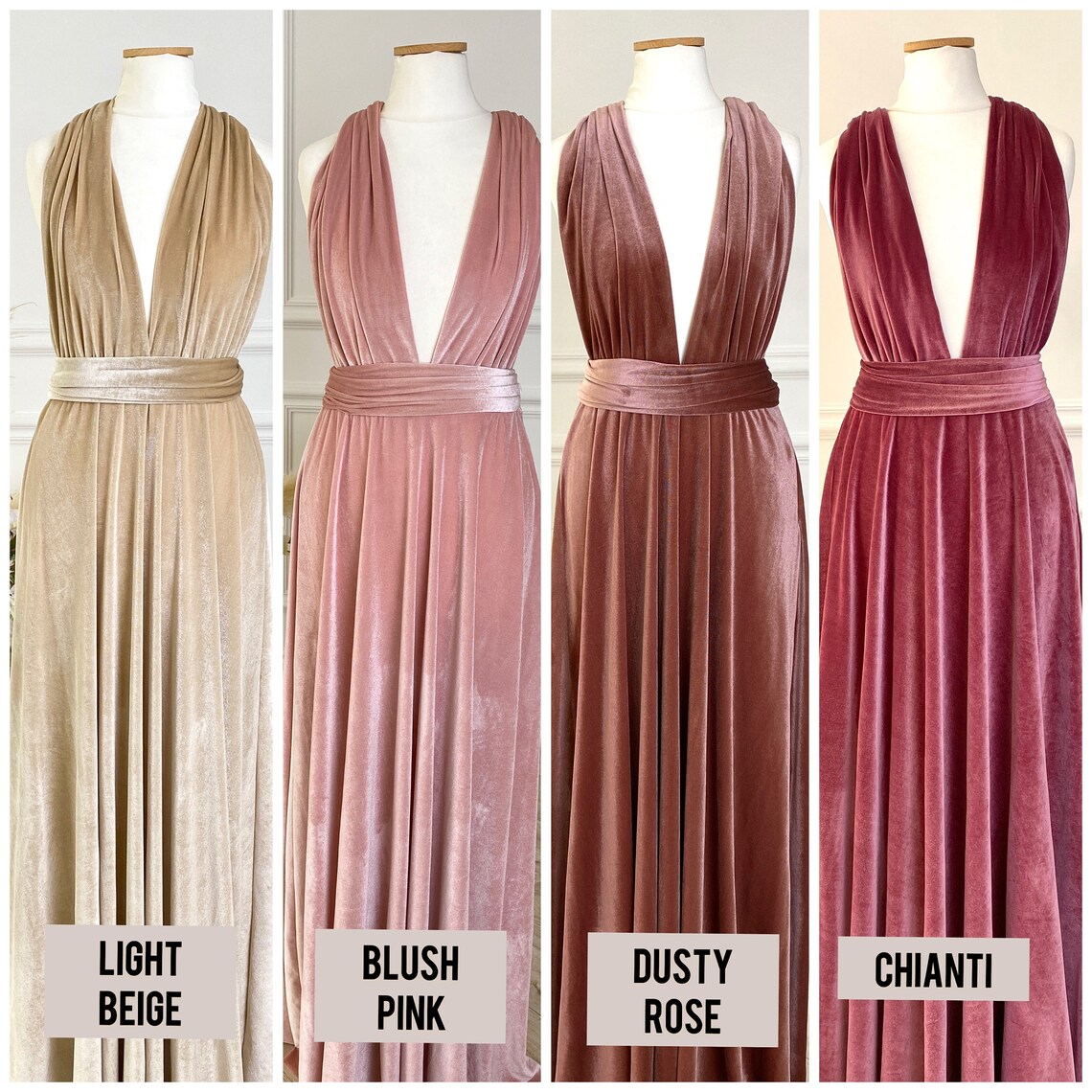 BLUSH PINK Velvet Infinity Dress Bridesmaid Velvet Infinity | Etsy