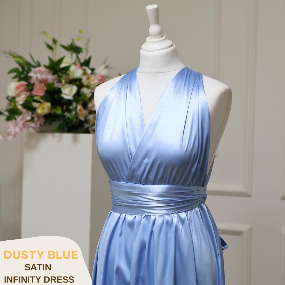 Dusty Blue Infinity Dress Bridesmaid Dress Satin Dress Prom Dress ...