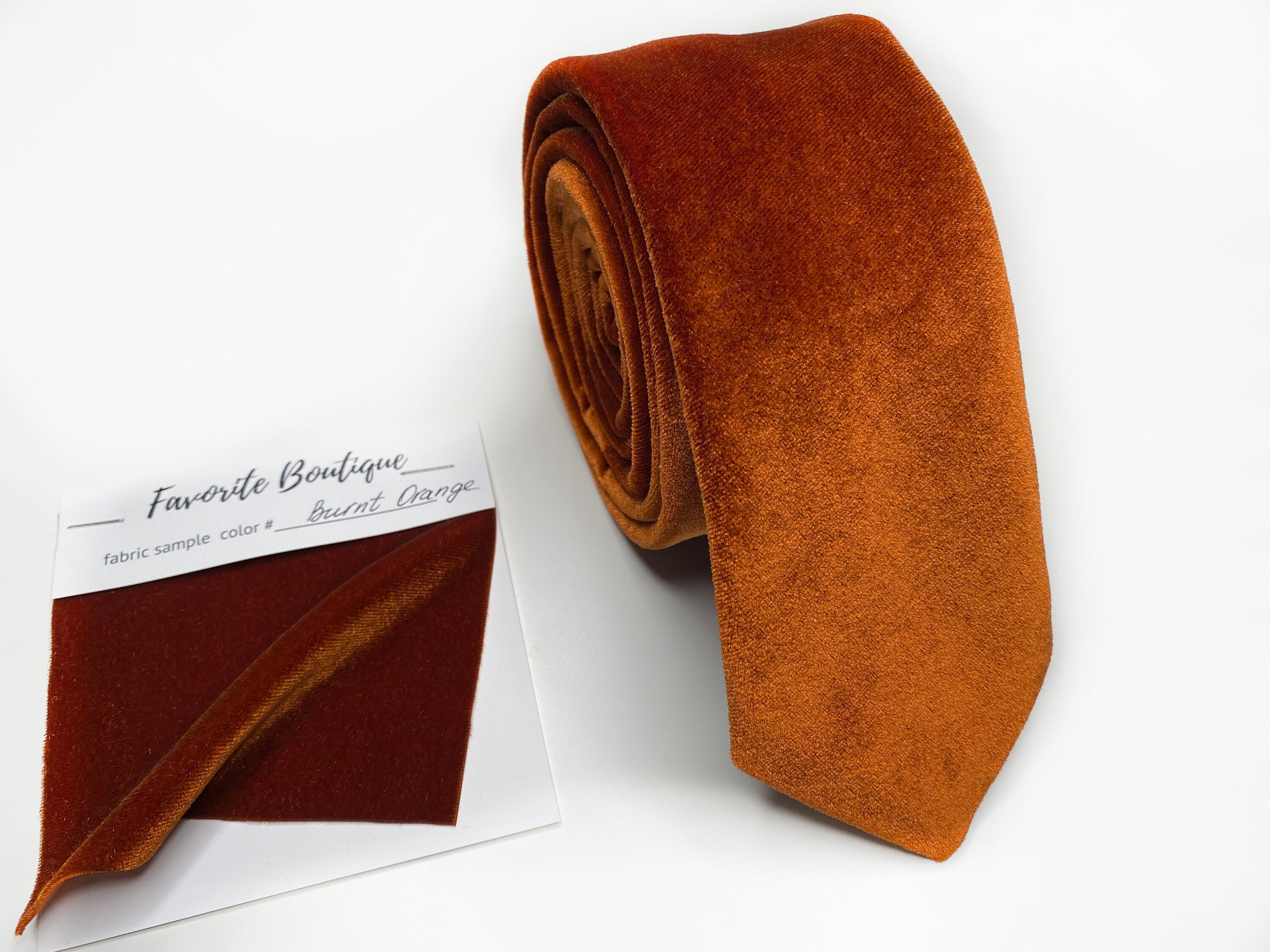 BURNT ORANGE Velvet Tie Rust Tie Groomsmen Necktie Velvet Bow | Etsy