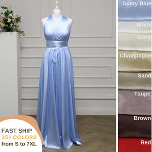 Dusty Blue Infinity Dress Bridesmaid Dress Satin Dress Prom Dress ...