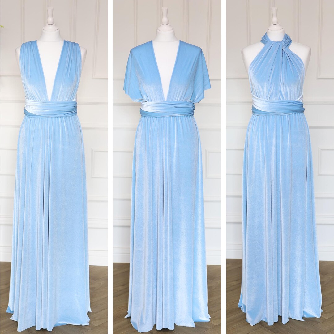Ice Blue Dress Velvet Infinity Dress Sky Blue Bridesmaid Dress Velvet ...