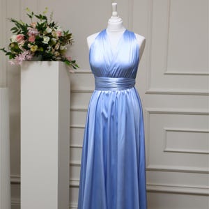 Dusty Blue Infinity Dress Bridesmaid Dress Satin Dress Prom Dress ...