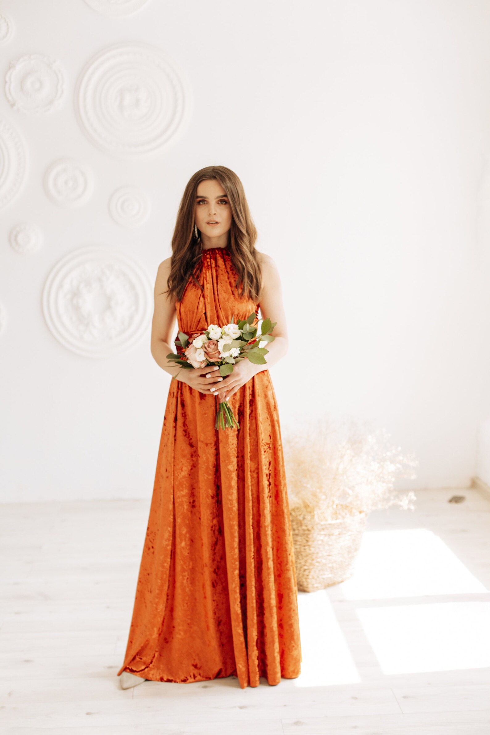 CRUSH RUST Infinity Velvet Dress Shiny Rust Bridesmaid Dress - Etsy