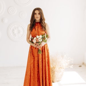 CRUSH RUST Infinity Velvet Dress Shiny Rust Bridesmaid Dress Burnt ...