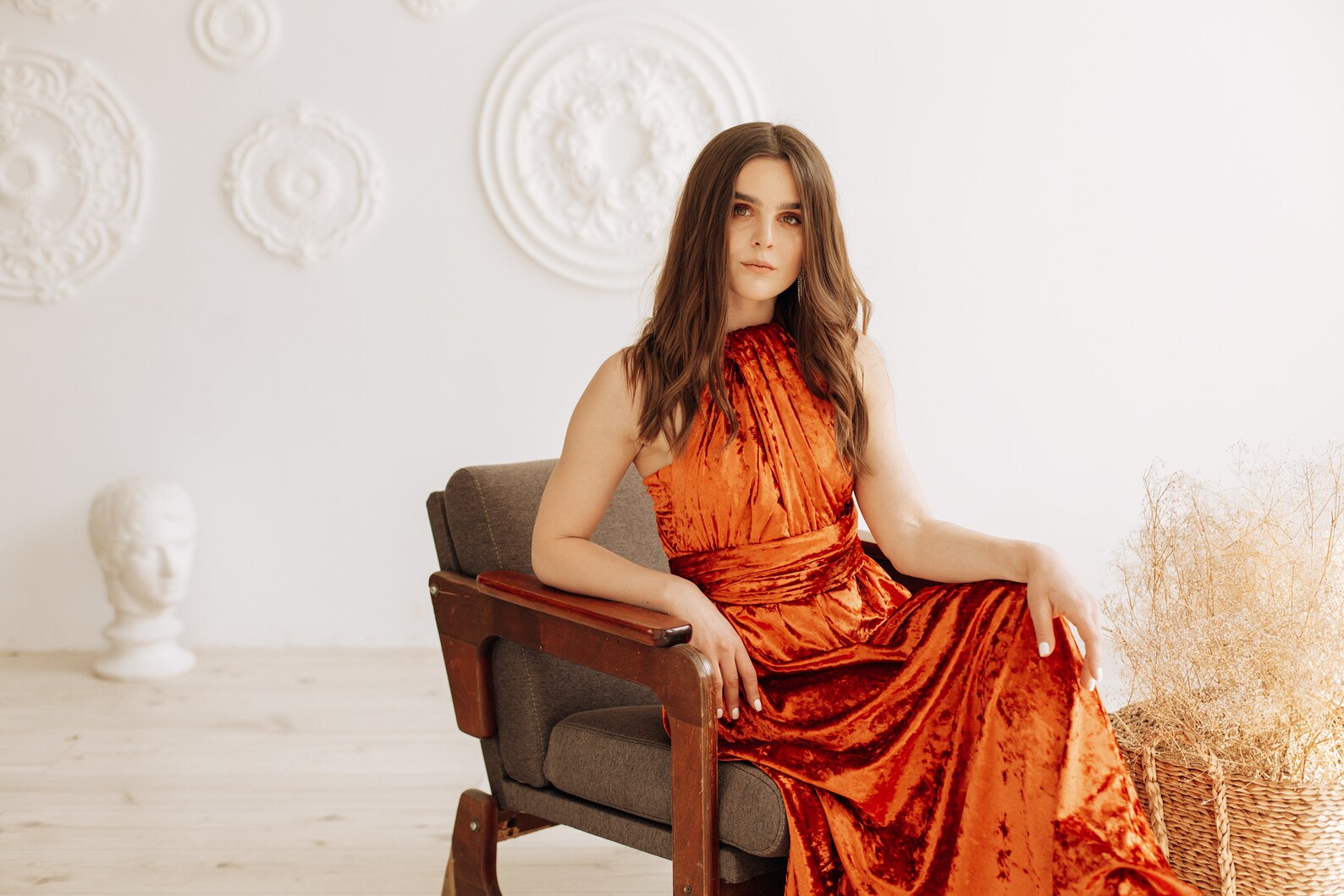 CRUSH RUST Infinity Velvet Dress Shiny Rust Bridesmaid Dress - Etsy