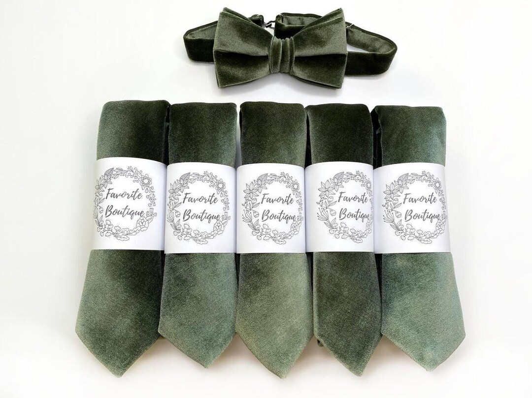Dusty Sage Velvet Necktie – Groomsmen Tie, Kids Velvet Tie, Wedding ...
