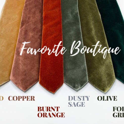 Shiny Copper Velvet Necktie Rust Ties Pocket Square Bow - Etsy