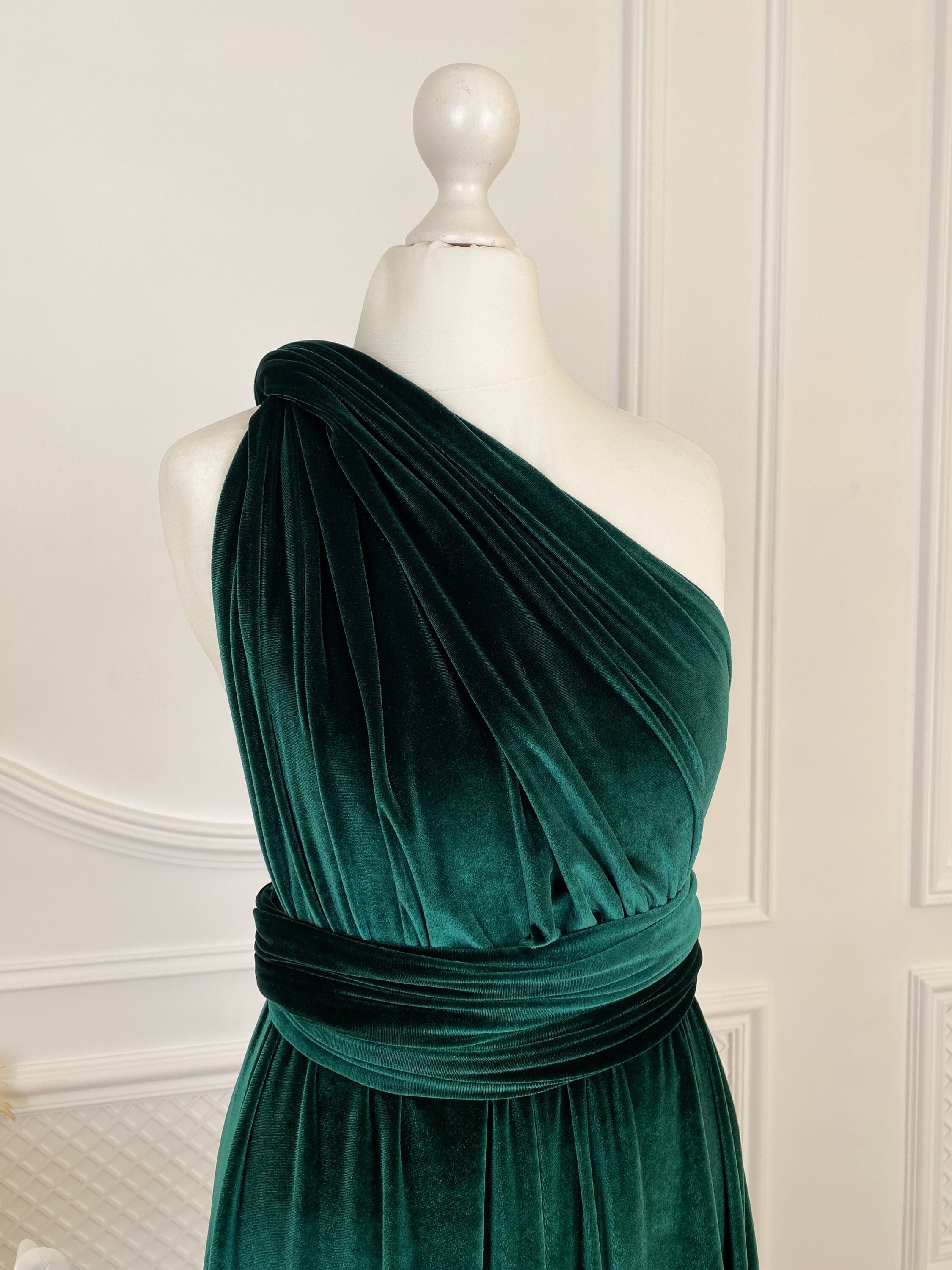 FOREST GREEN Velvet Infinity Dress Bridesmaid dress Prom dress | Etsy