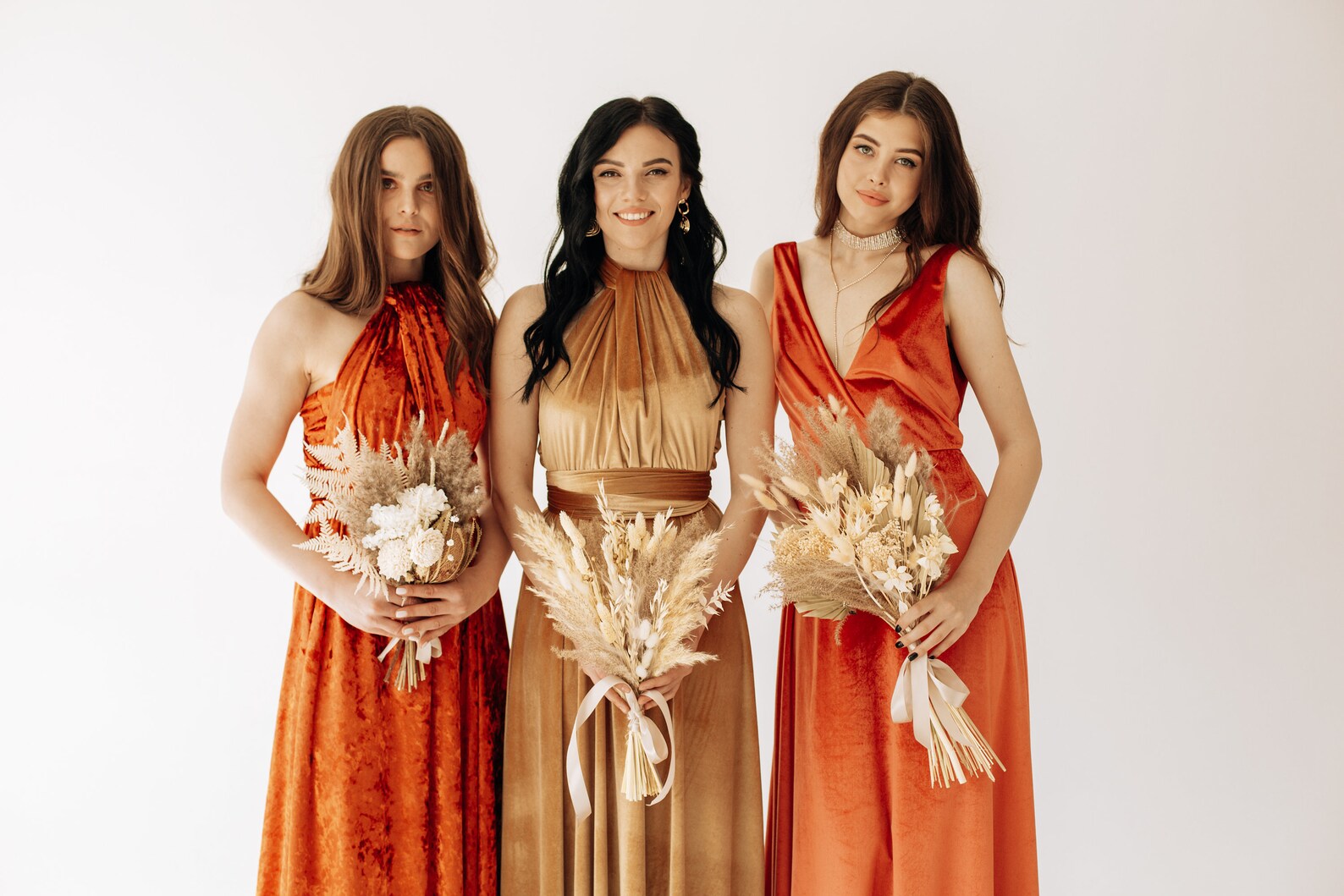 CRUSH RUST Infinity Velvet Dress Shiny Rust Bridesmaid Dress - Etsy