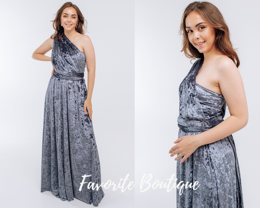 Dusty Blue Infinity Velvet Dress Bridesmaid Dress Flower Girl Dress ...