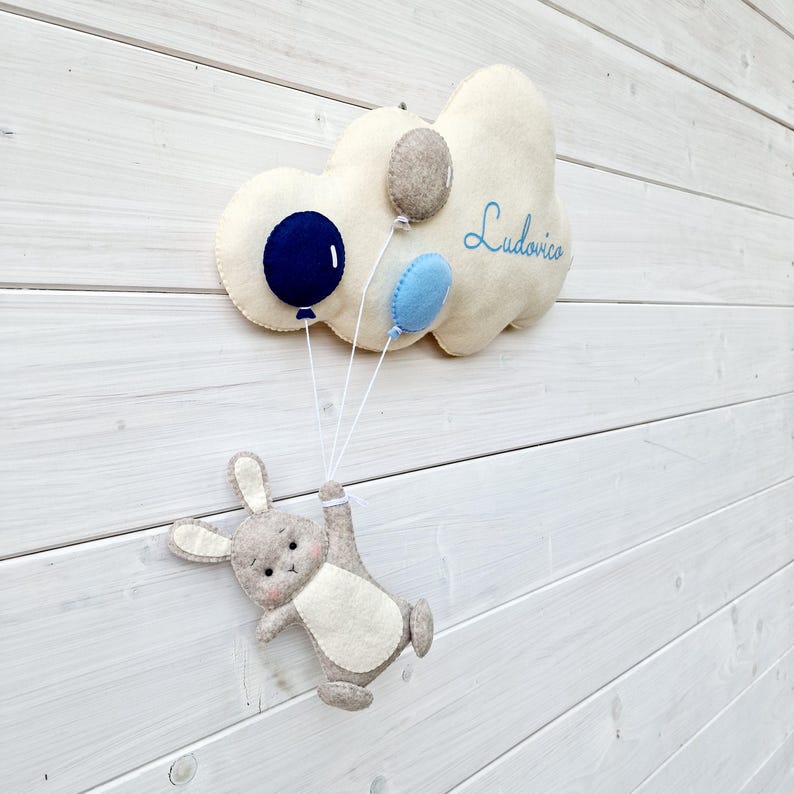 Baby Boy Birth Bow, Felt Birth Bow, Cloud Birth Bow, Rabbit Birth Bow ...