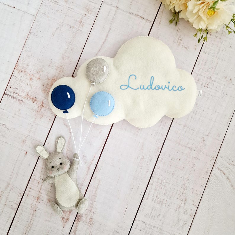 Baby Boy Birth Bow, Felt Birth Bow, Cloud Birth Bow, Rabbit Birth Bow ...