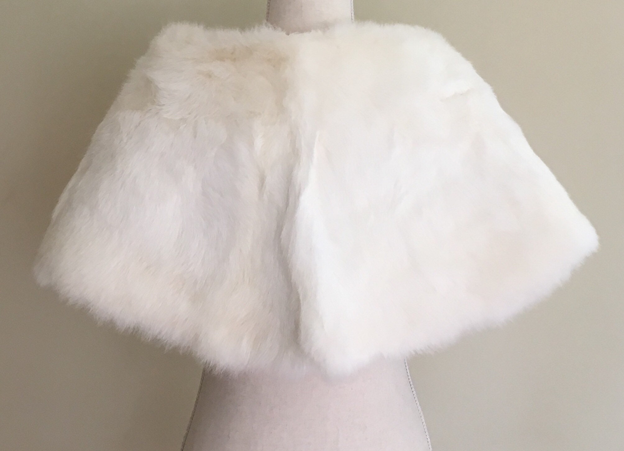 White Rabbit Fur Wrap Shrug Stole Wrap Vintage 50s Style Women's Ladies ...