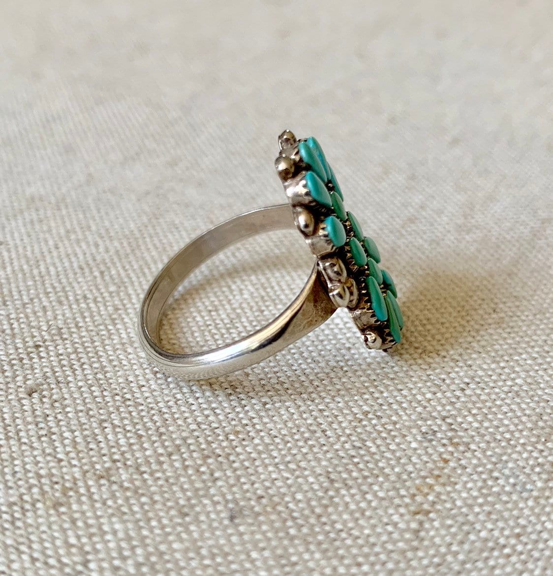 Zuni Needlepoint Turquoise Ring Vintage Native American Sterling Silver ...