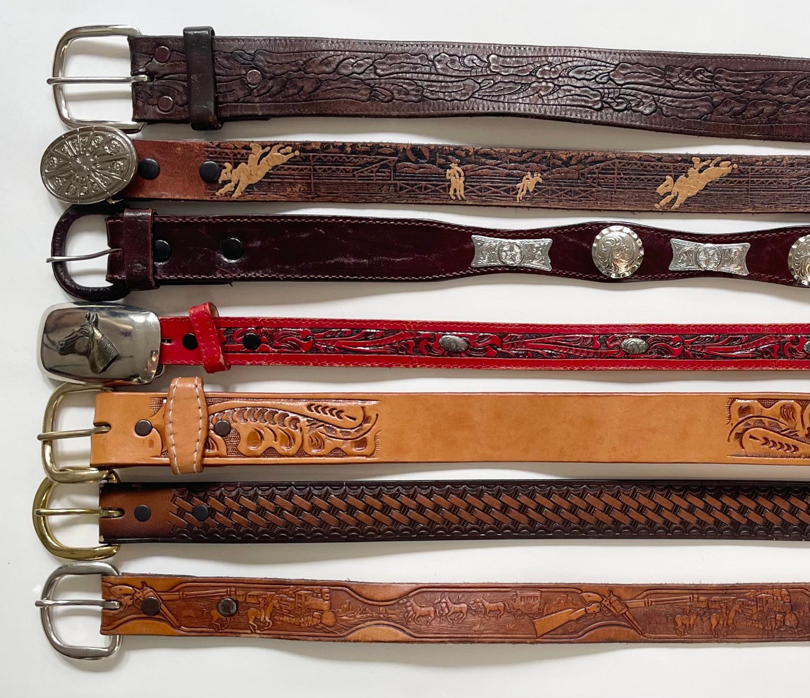 Child Tooled Leather Belt Kid Boy Girl Size 20 22 24 Western - Etsy