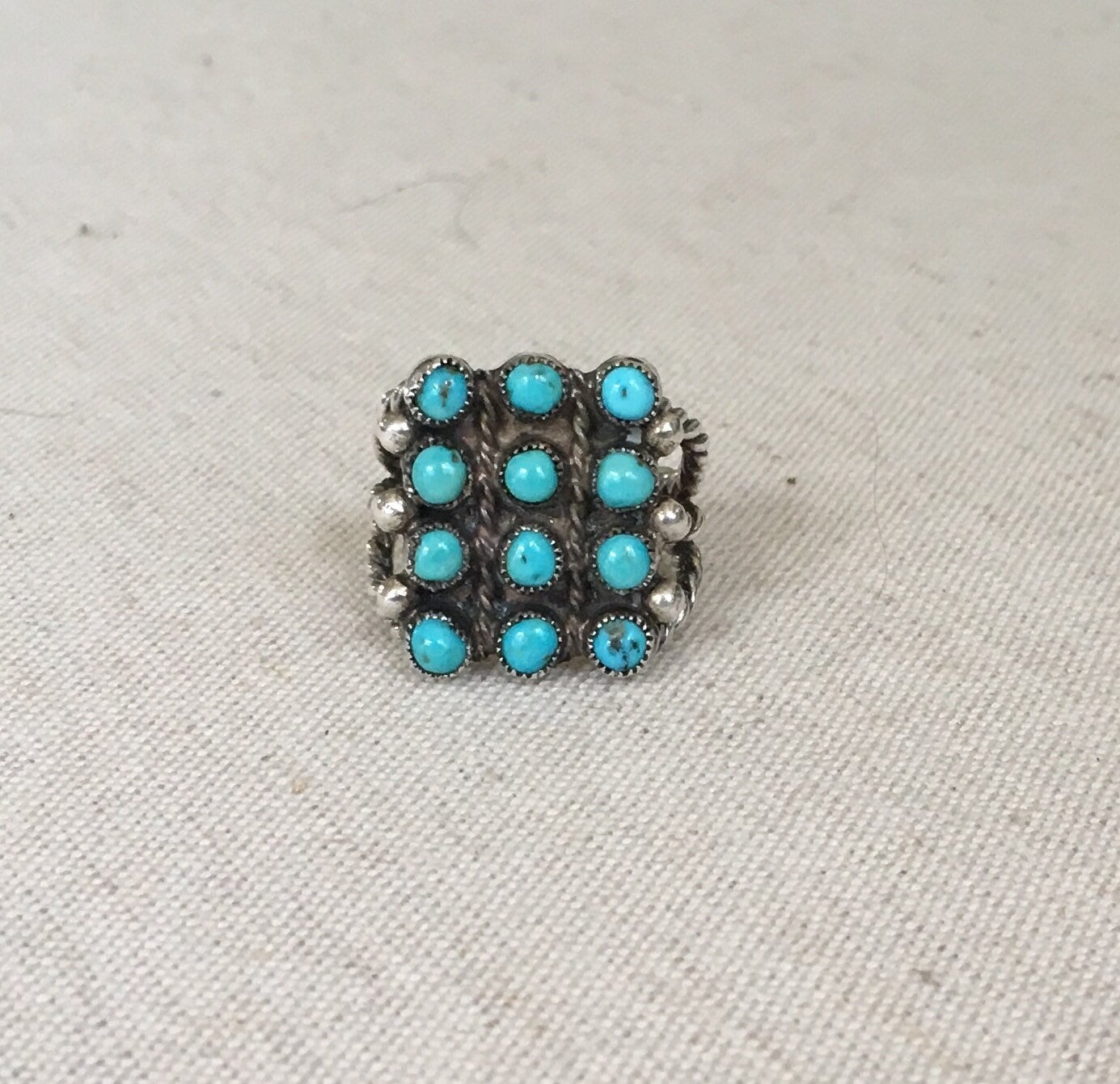 Big Turquoise Ring Vintage Native American Zuni Sterling Silver Petit ...