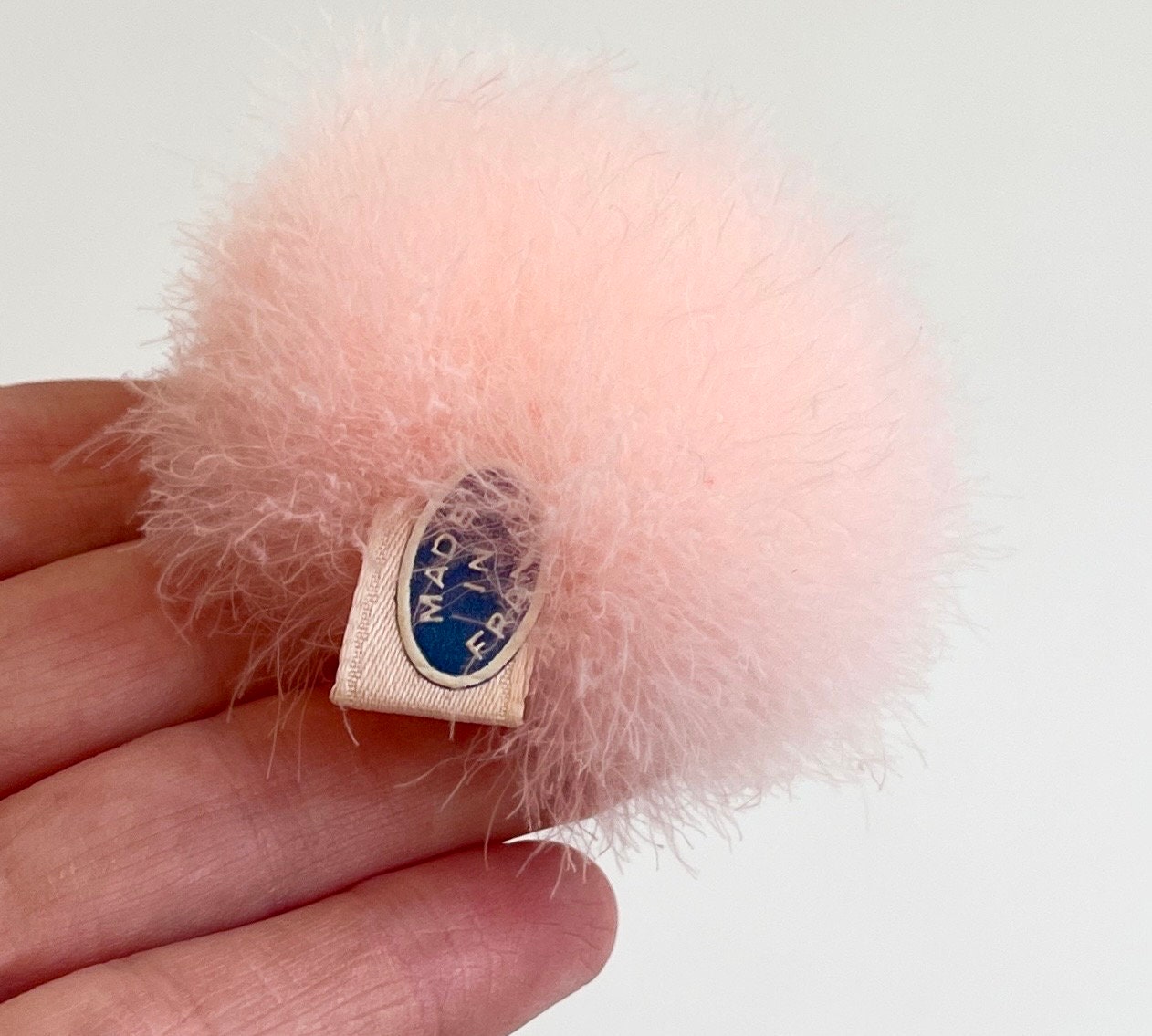 RESERVED French Swans Down Puff Made in France Pink Powder Puff Antique ...