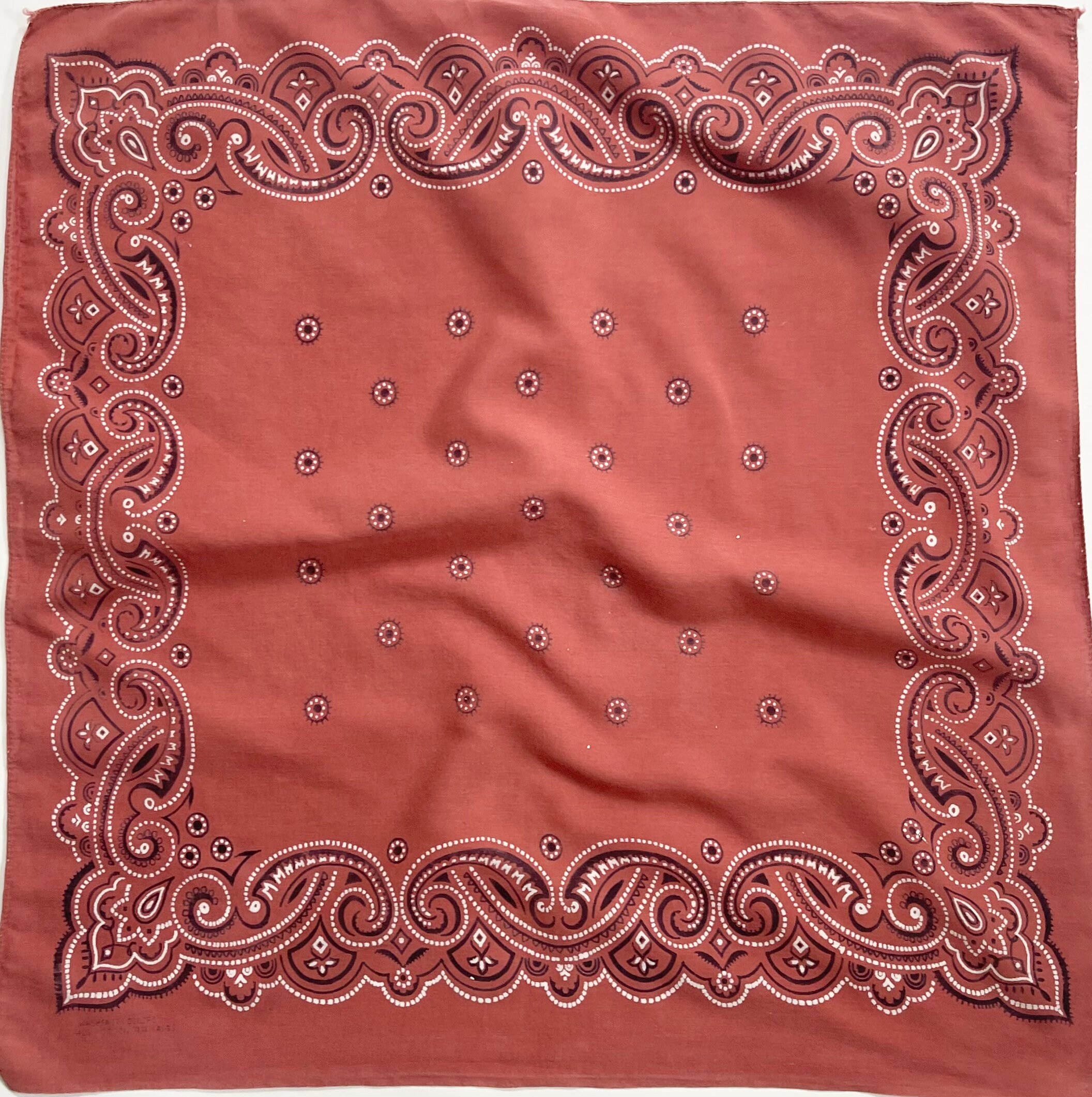 60s Rust Brown Bandana Vintage Washfast Colors Floral Print Fast Color ...