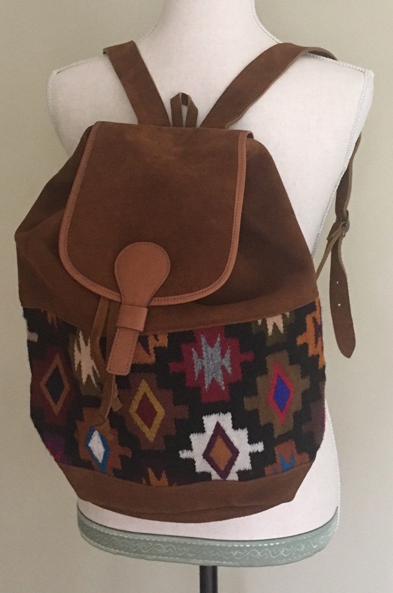 Handmade Woven Suede Backpack Purse Vintage Southwest Native American ...