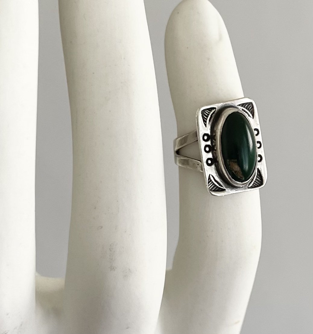 Navajo Green Turquoise Ring Fred Harvey Era Native American Vintage ...