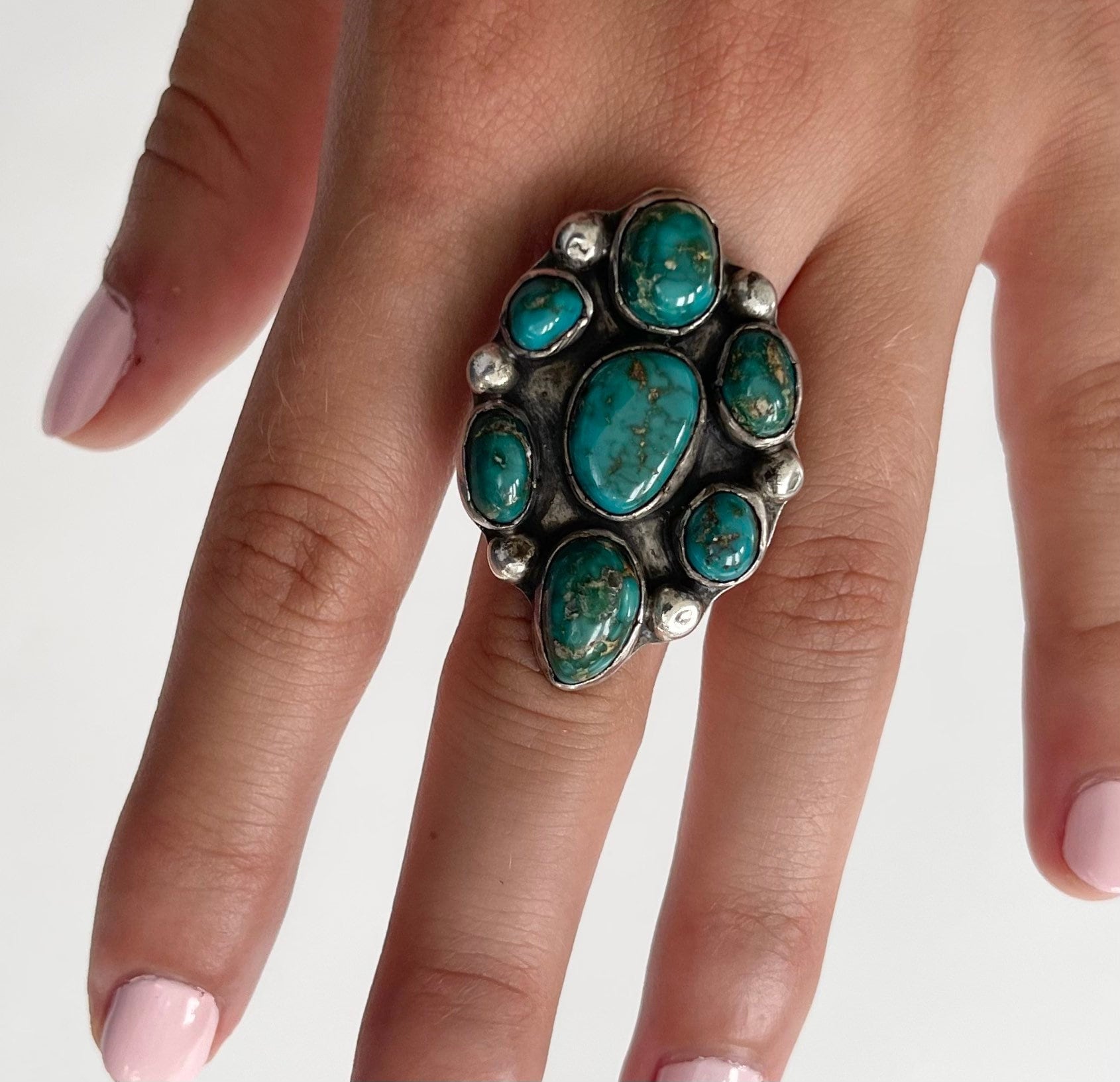 20s Turquoise Cluster Ring Vintage Old Antique Native American Navajo ...