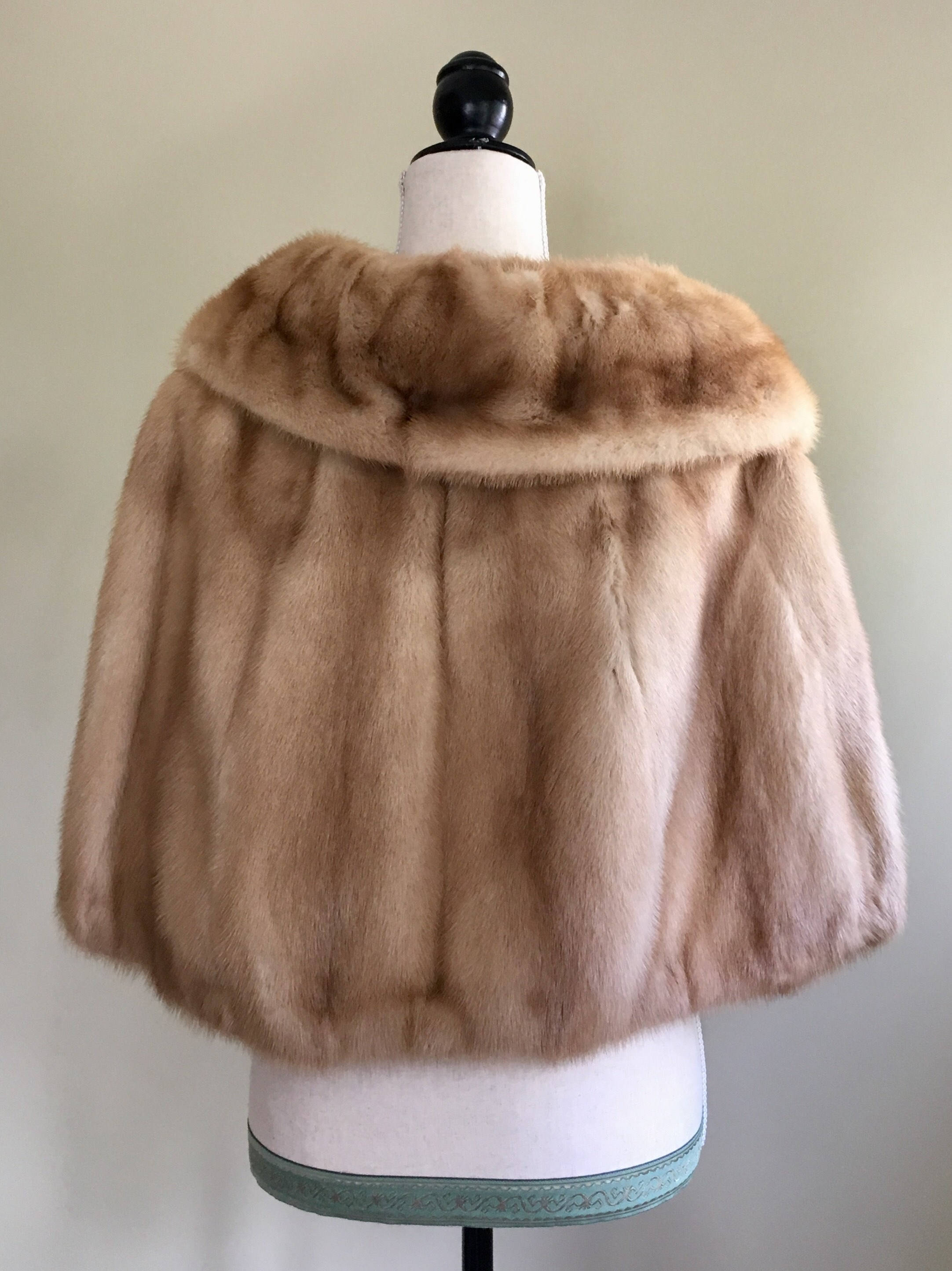 Vintage Blonde Mink Wrap Fur Stole Shrug Capelet Bolero 50s Style Women