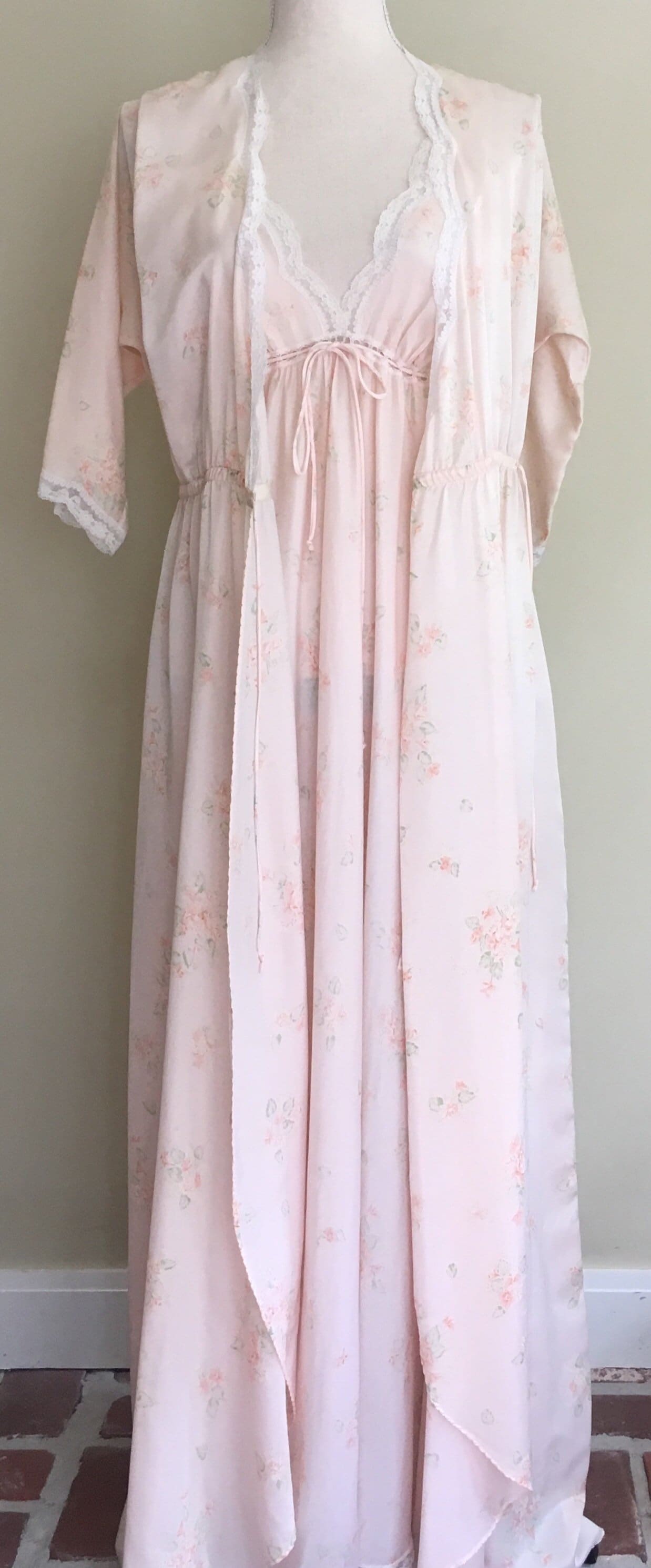 Christian Dior Nightwear Set Robe Nightgown Peignoir Long Floor Length ...