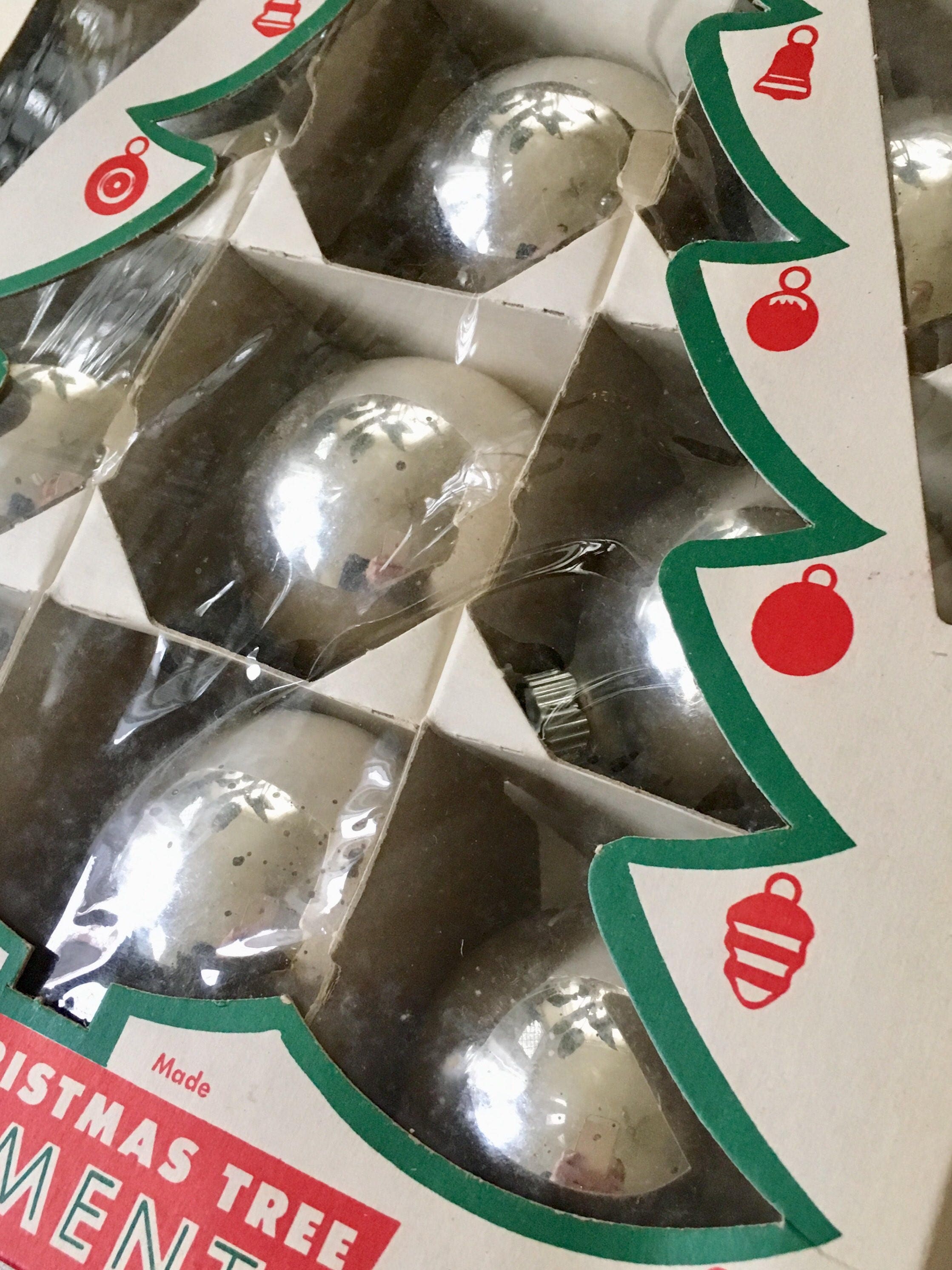 Silver Shiny Brite Ornaments Bulbs Lot of 12 in Original Box Vintage ...