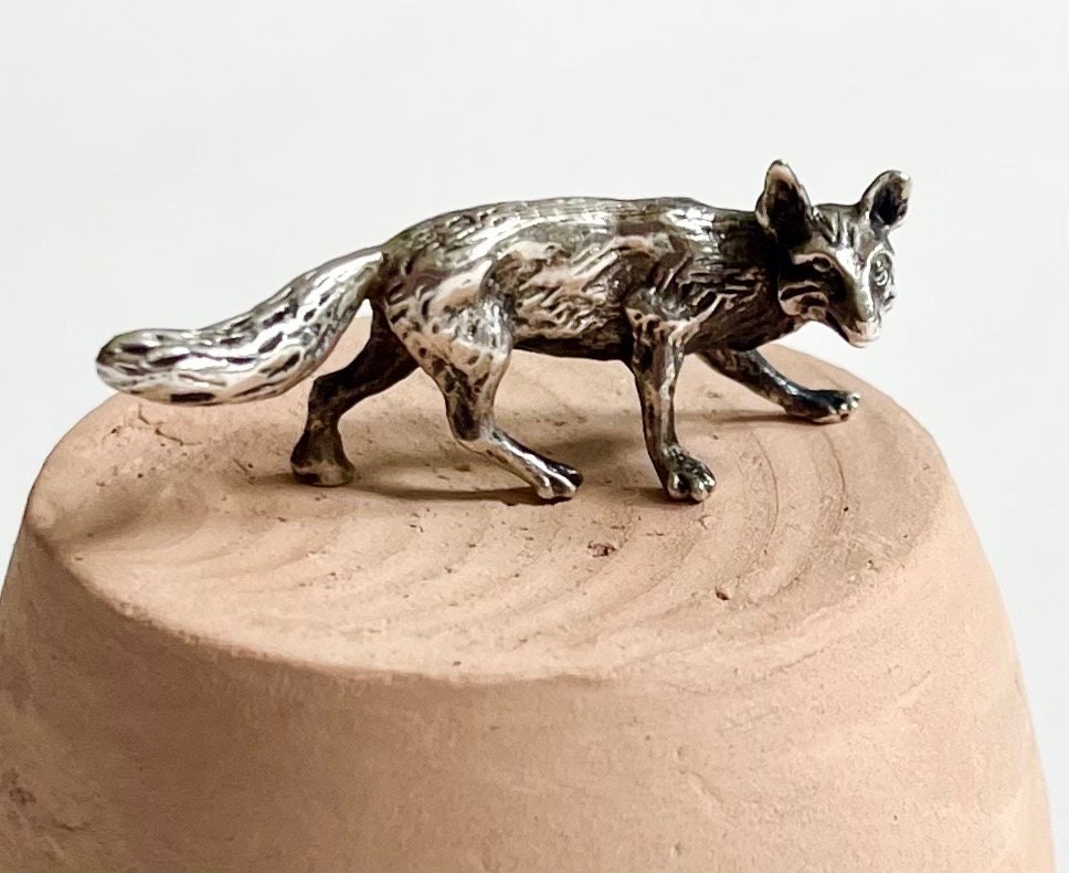 800 Silver Fox Figurine Vintage Vintage Animal Figure Solid 800 Silver ...