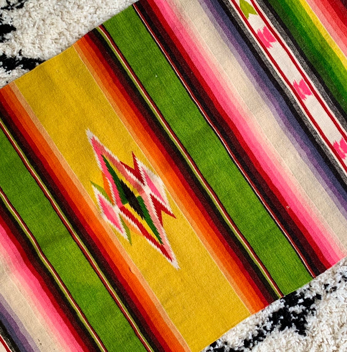 Antique Serape Saltillo Hand Woven Runner Textile Mat Wall Hanging Rug ...