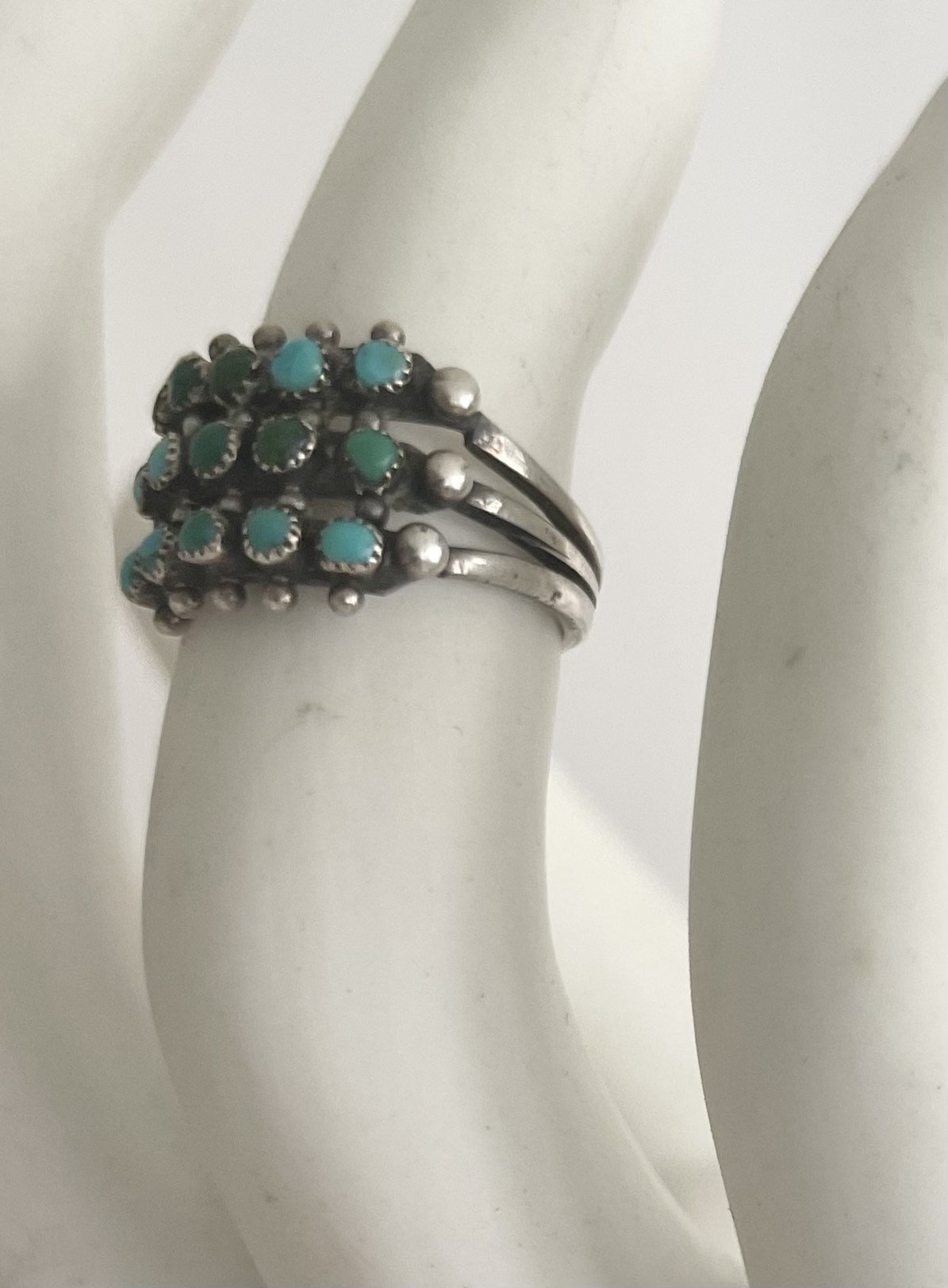 Three Row Snake Eye Turquoise Ring Band Vintage Antique 30s 40s Old ...
