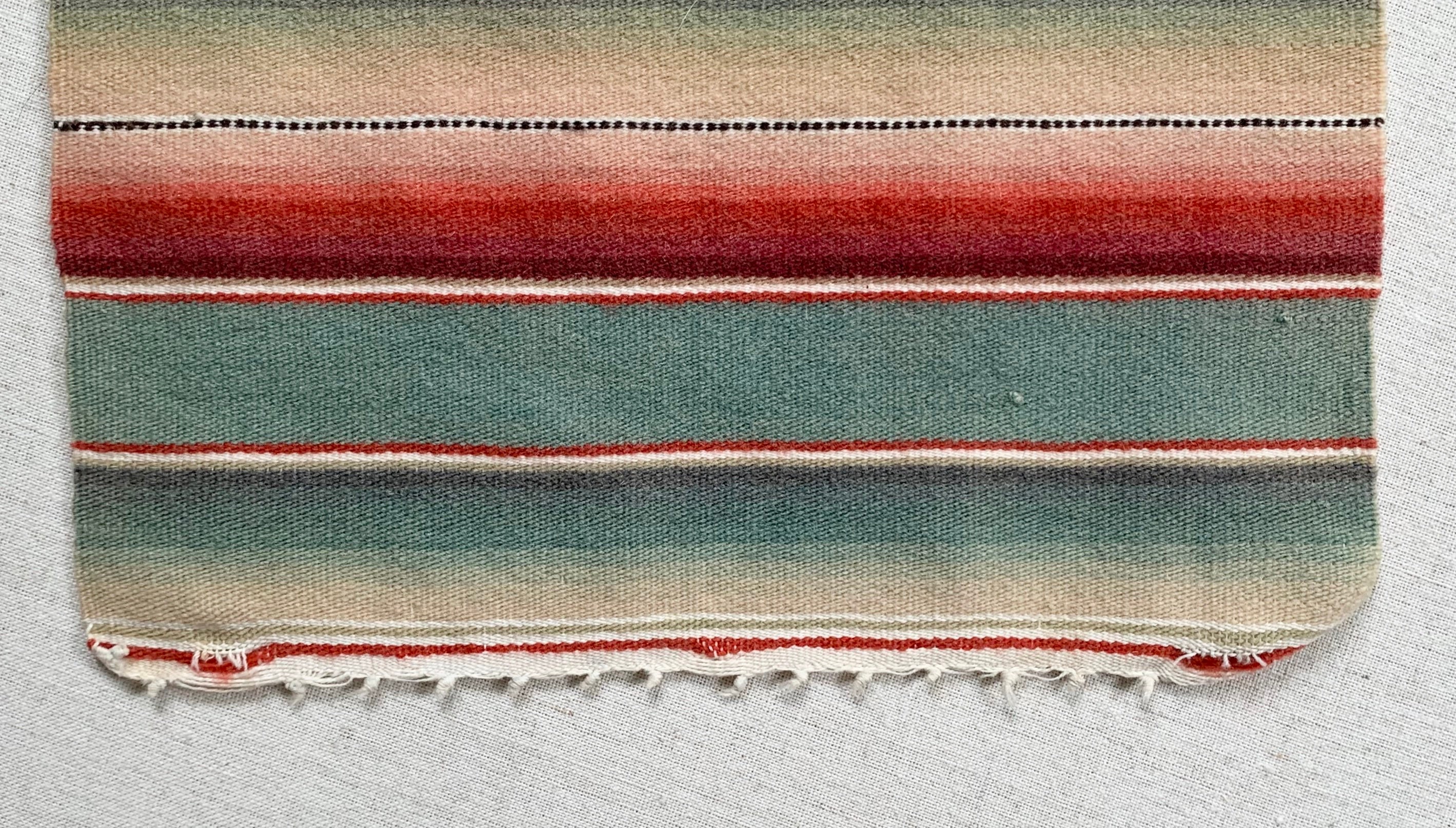 Antique Serape Mat Runner Vintage Old Mexican Handwoven Textile Faded ...