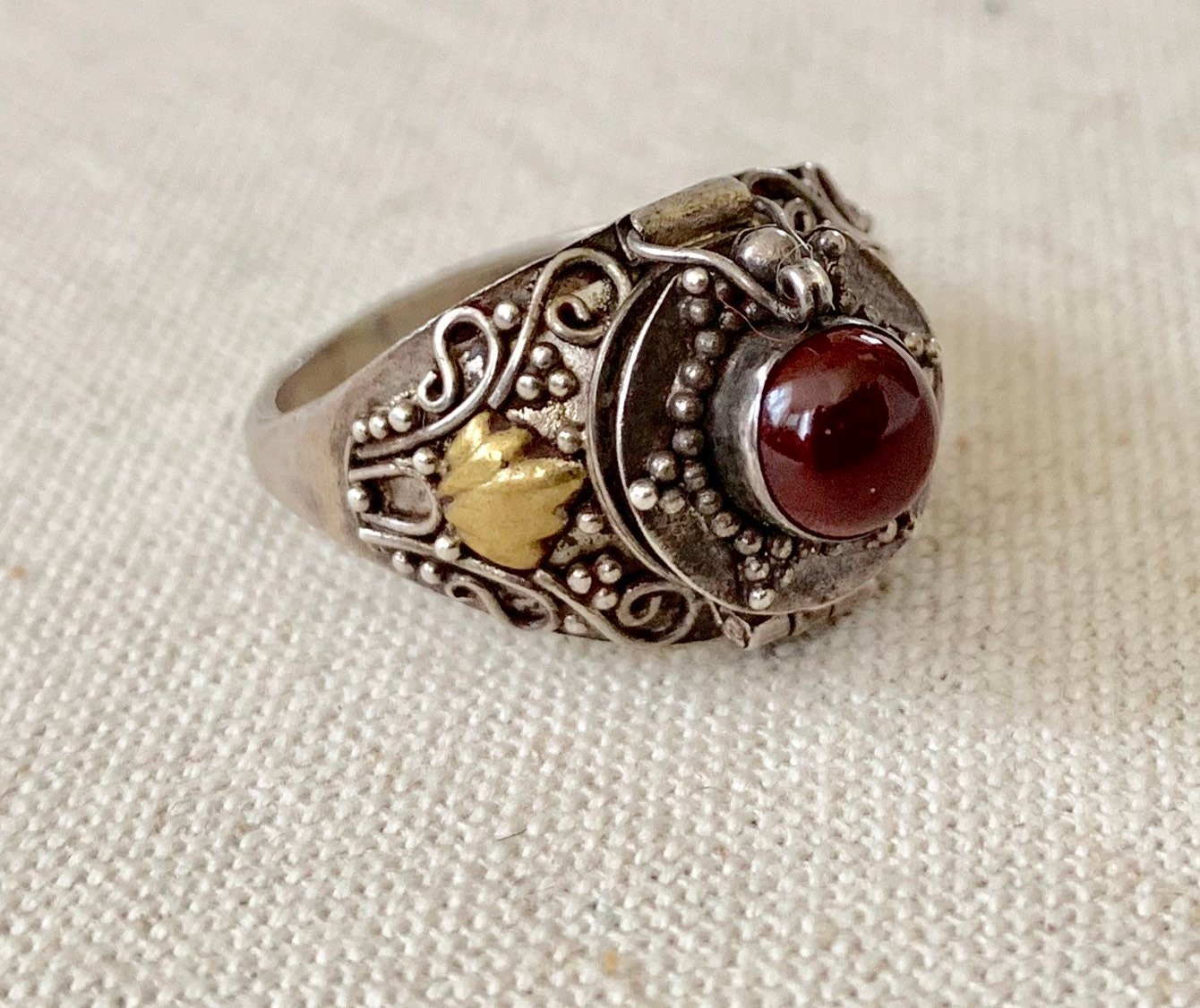 Sterling Silver Poison Ring Vintage Antique Fine Ornate Filagree Secret ...
