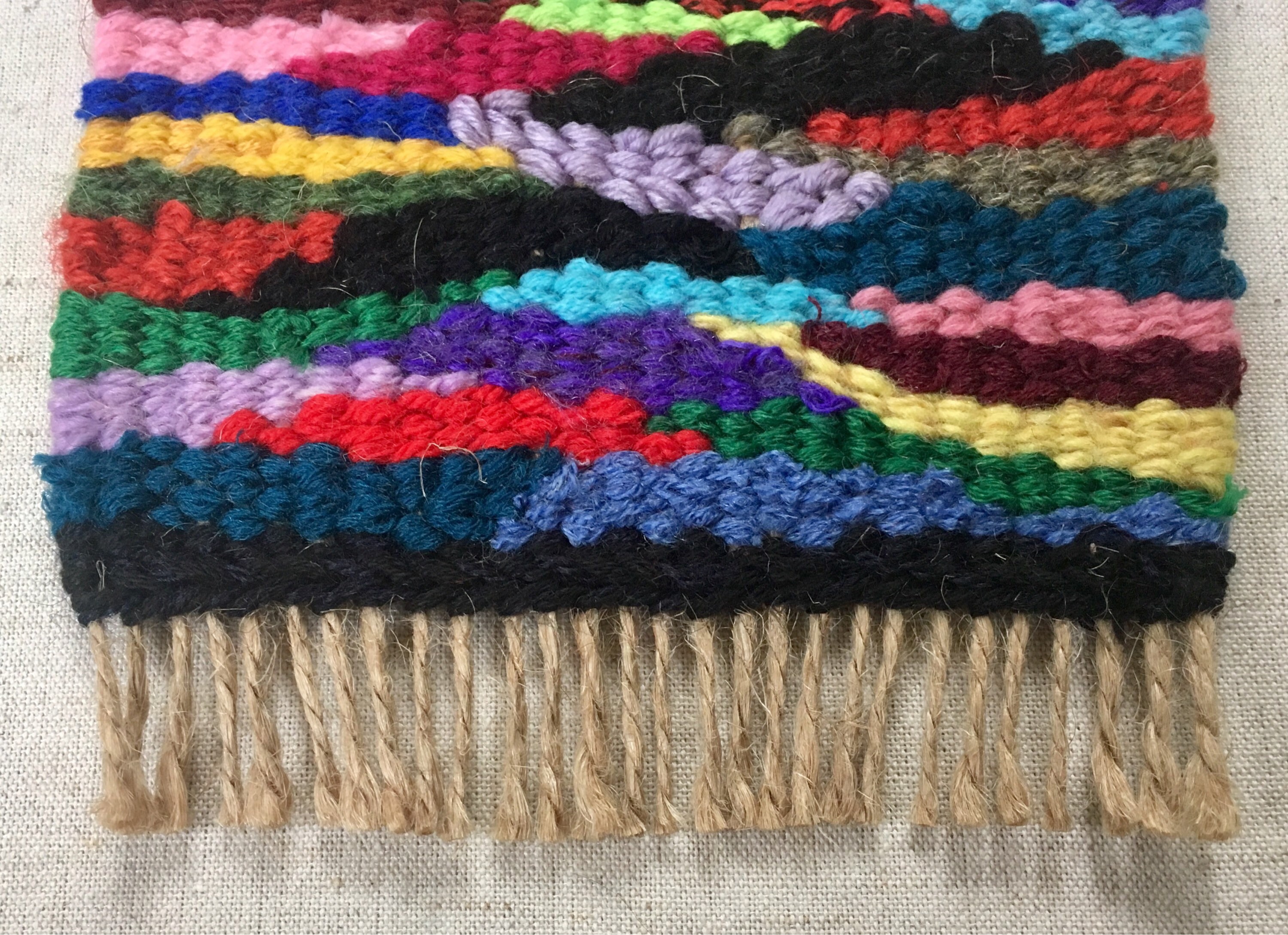 Hand Woven Coaster Set of 6 Vintage Home Decor Colorful Stripes Hemp ...