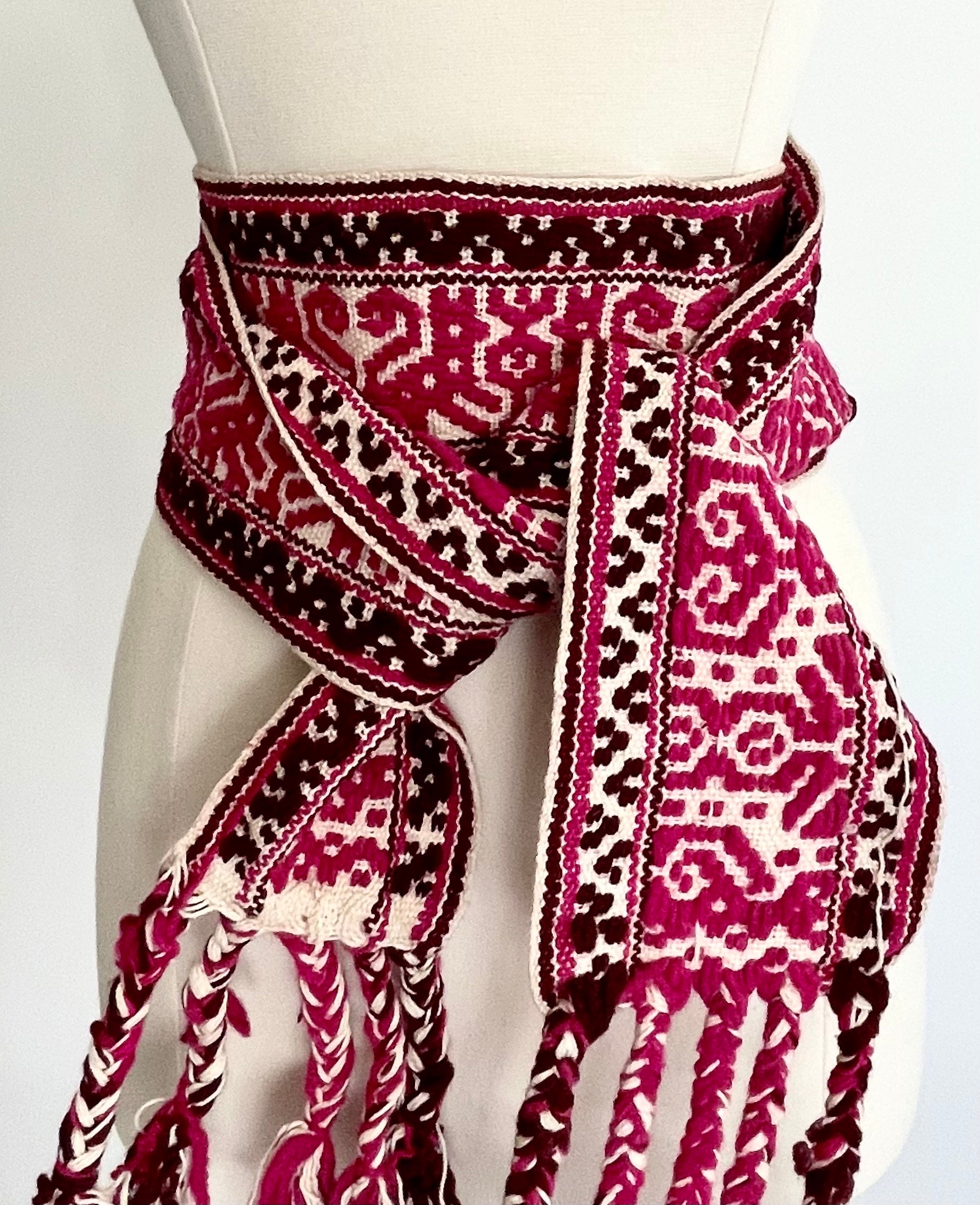 Handwoven Wool Sash Belt 4 Wide Tie Waist Belt Vintage Ethnic Boho ...