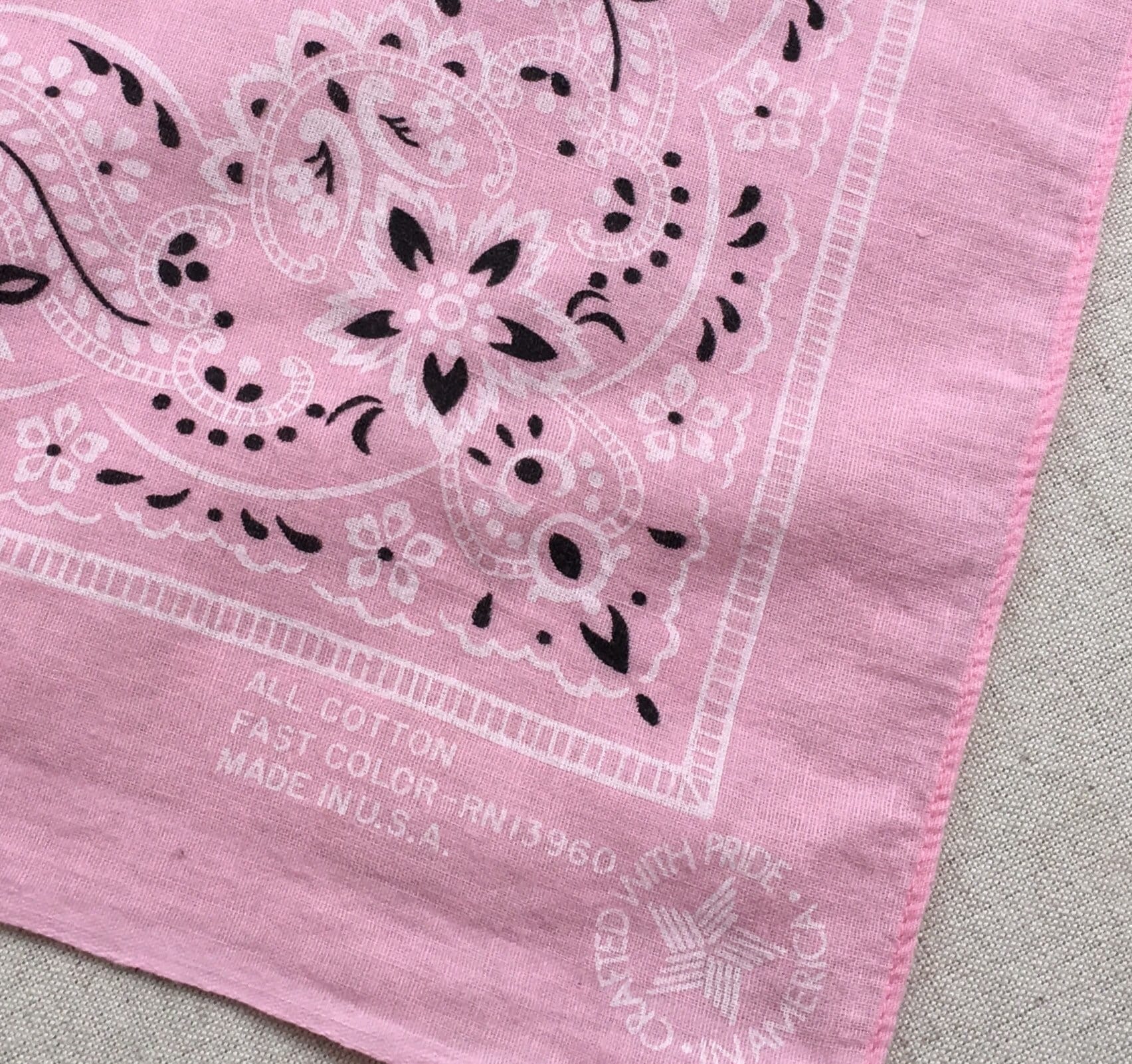 Vintage Light Pink Bandana Fast Color RN 13960 Super Soft 100% Cotton ...