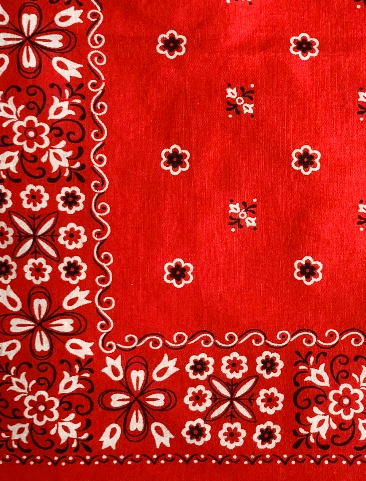 Red Fast Color Bandana Vintage 60s 70's All Cotton Lightweight Weave ...