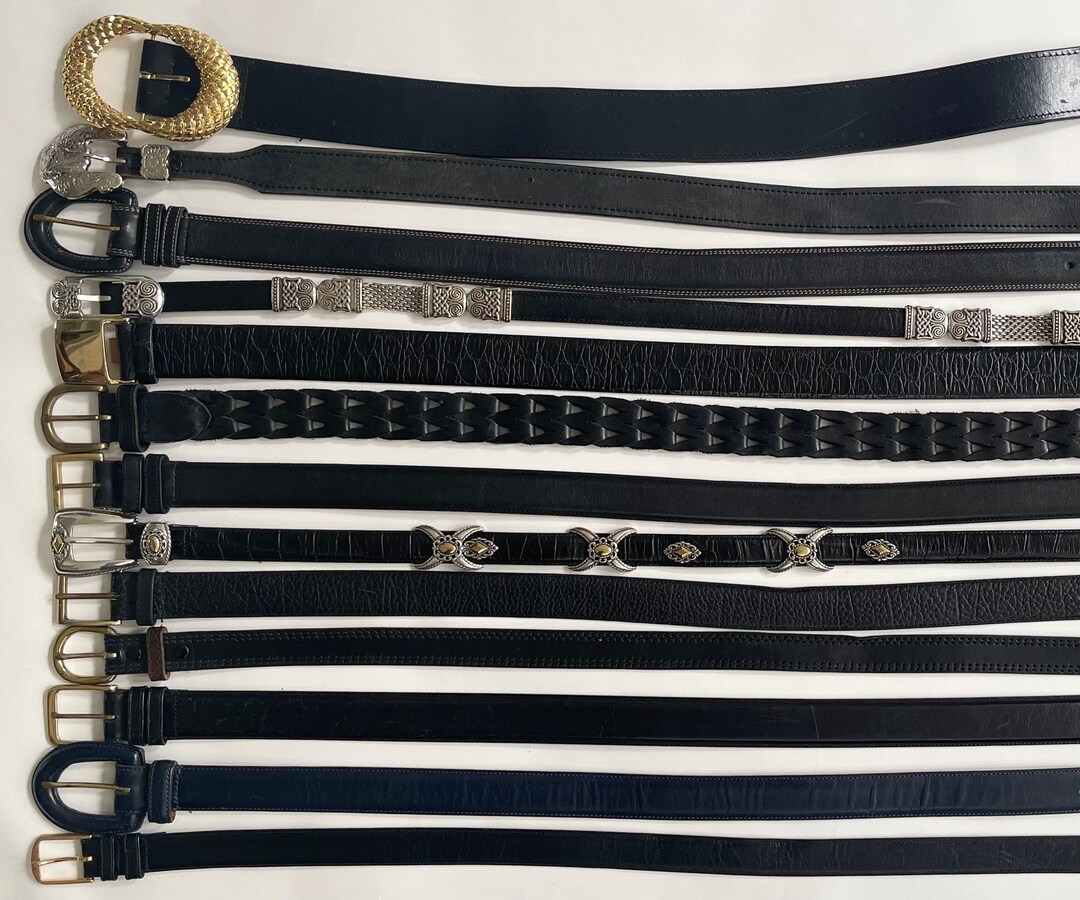 Solid Black Leather Belt Belts Vintage Women's Belts Plain Minimalist ...
