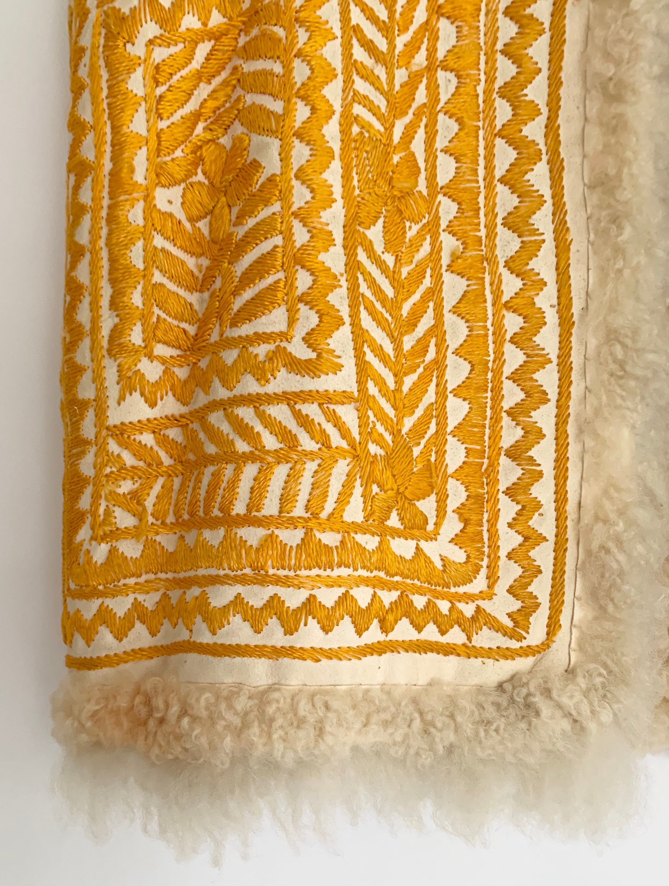 Boho Shearling Sheepskin Vest with Gold Embroidery Vintage 60s 70s ...