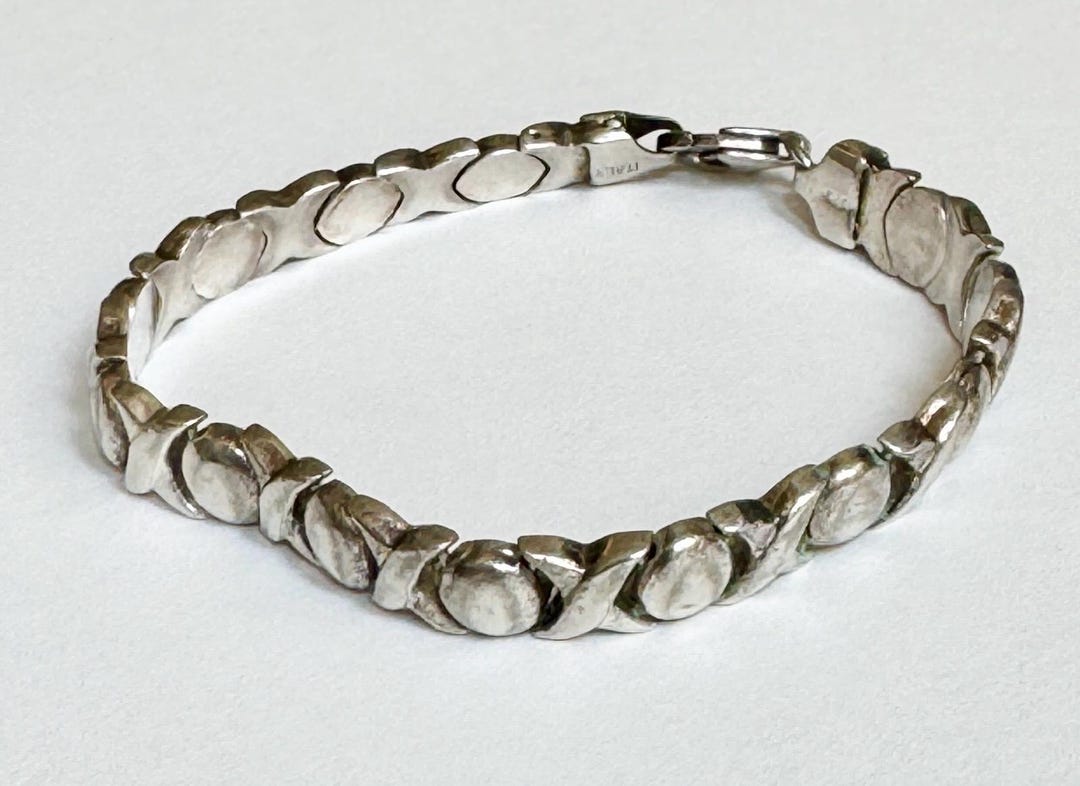Italian XO Link Bracelet Sterling Silver Modernist Sculptural Vintage ...