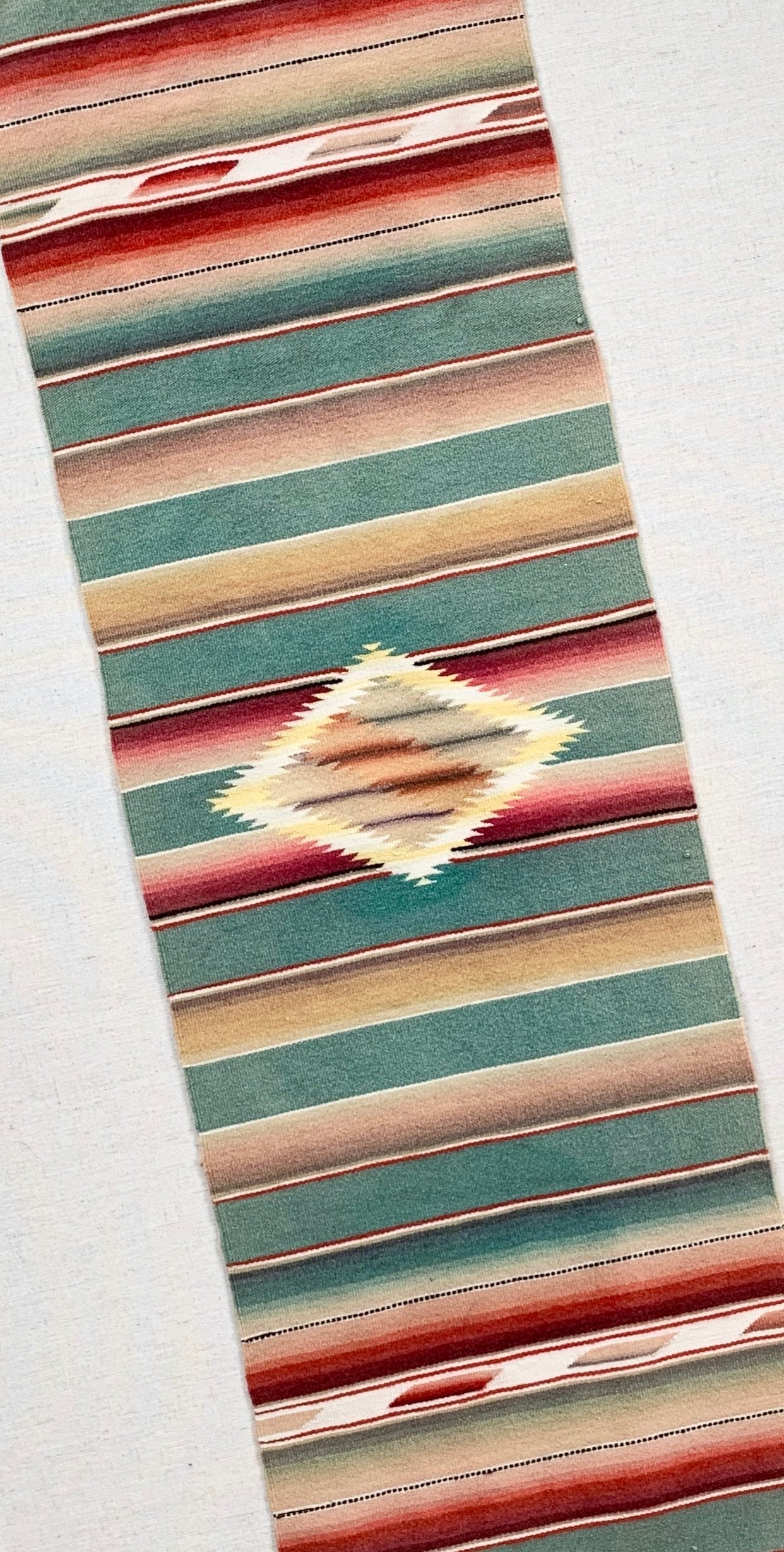 Antique Serape Mat Runner Vintage Old Mexican Handwoven Textile Faded ...