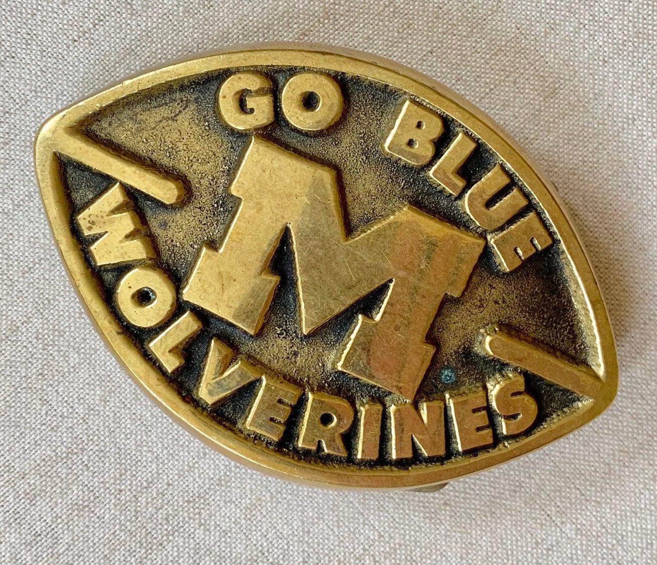Heavy Michigan Wolverines Buckle Thick Brass Vintage Belt Buckles Go ...
