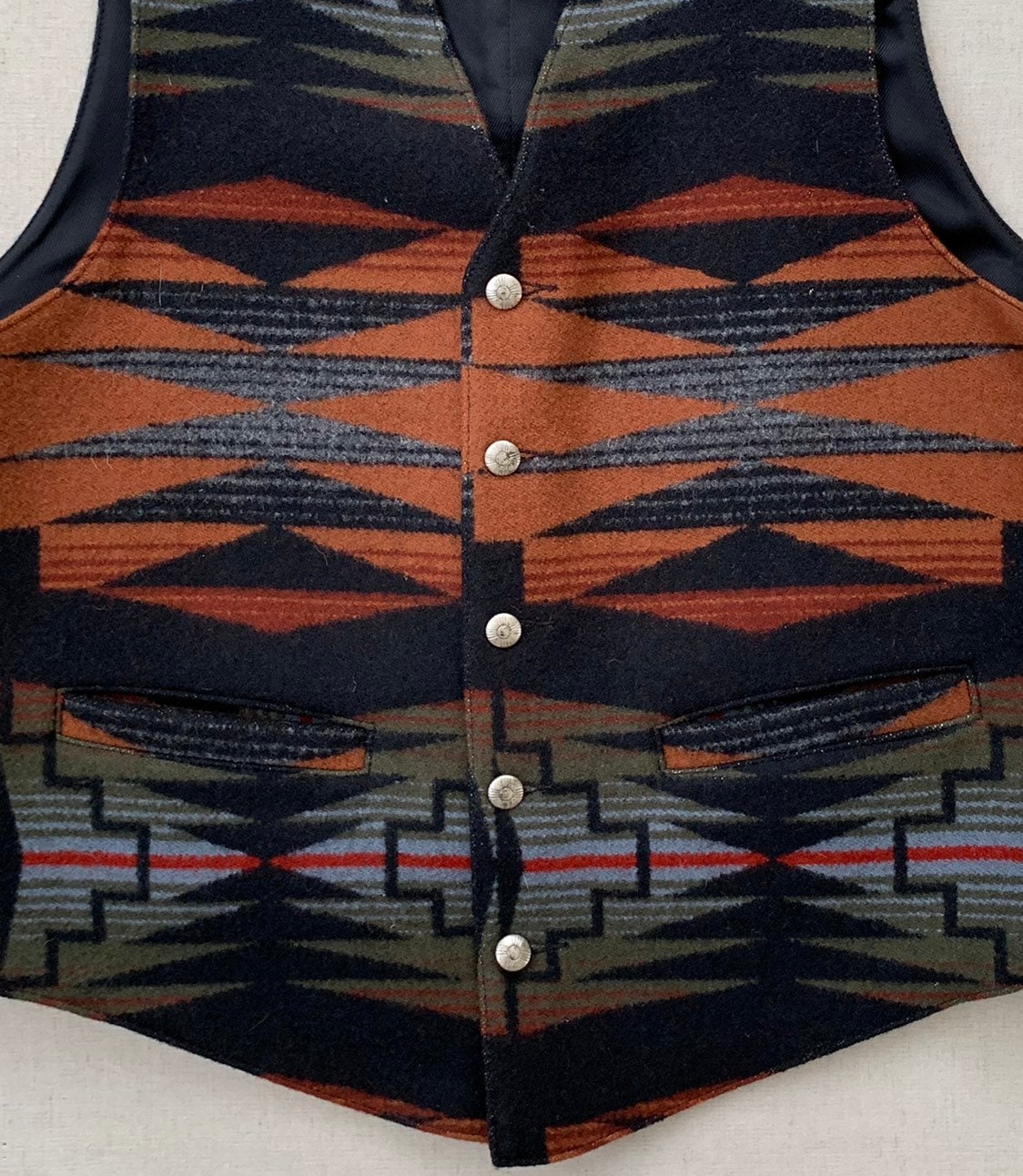 Pendleton Mens Vest Wool Serape Pattern Vintage Western Wear Black ...