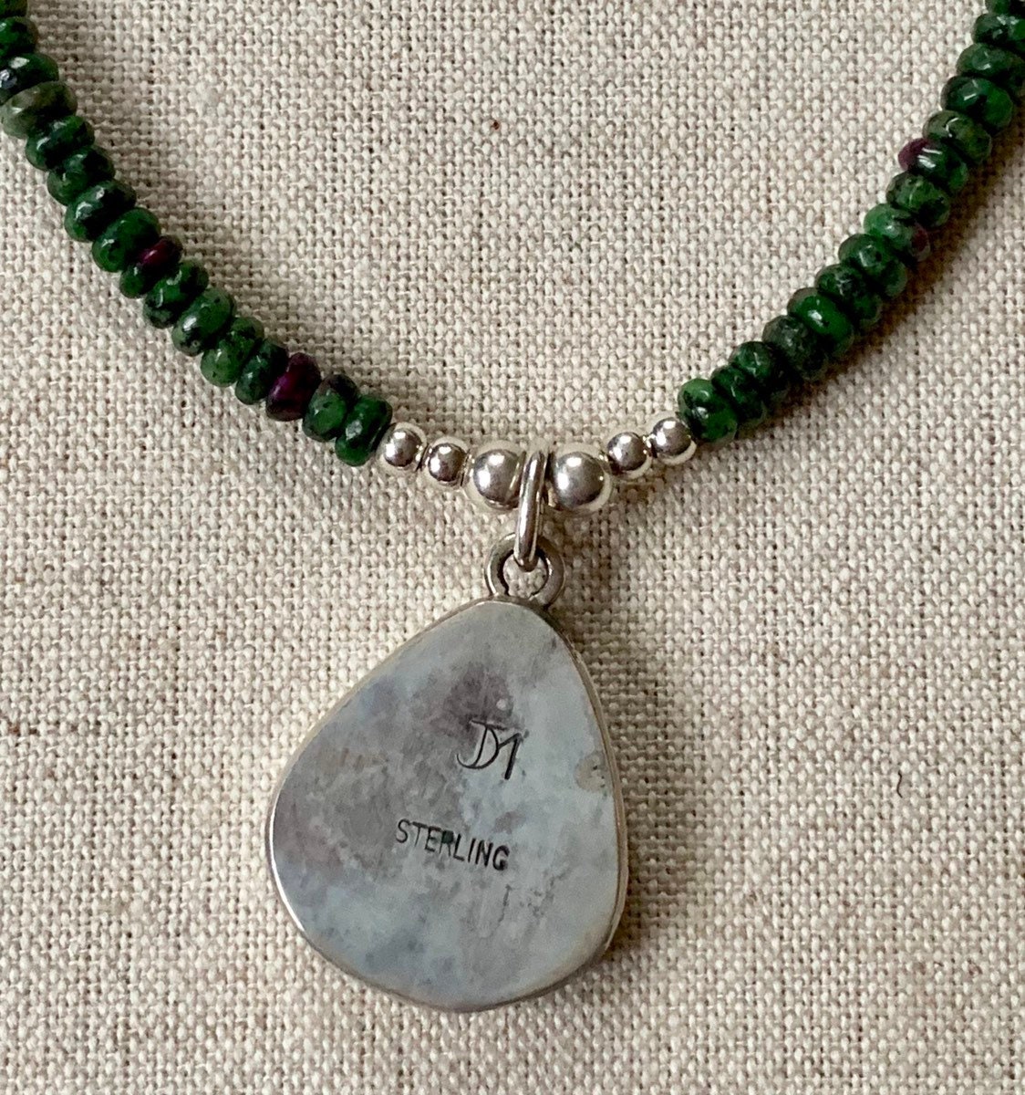 Native American Agate Necklace Handmade Vintage Green Stone Beads ...
