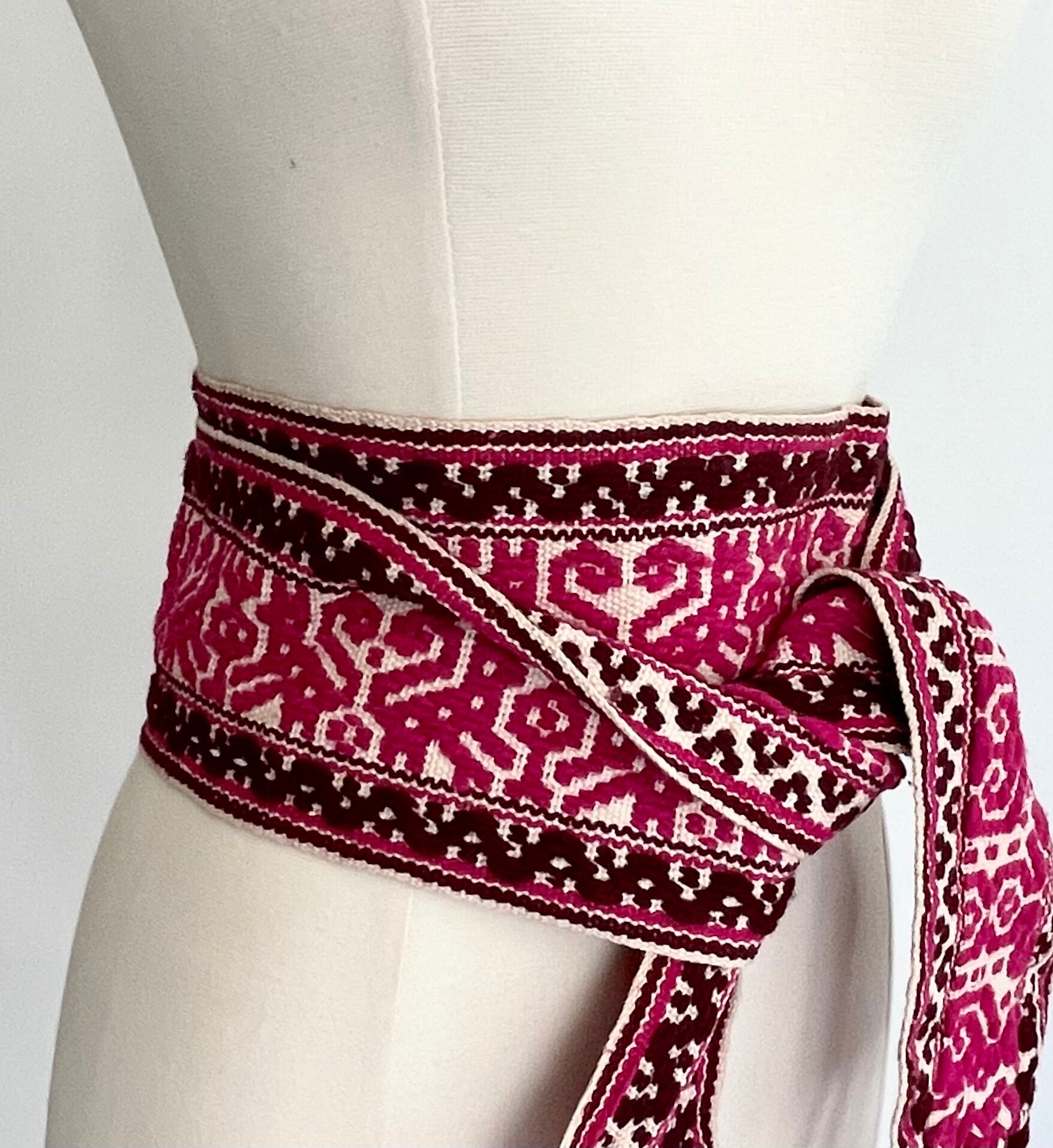 Handwoven Wool Sash Belt 4 Wide Tie Waist Belt Vintage Ethnic Boho ...