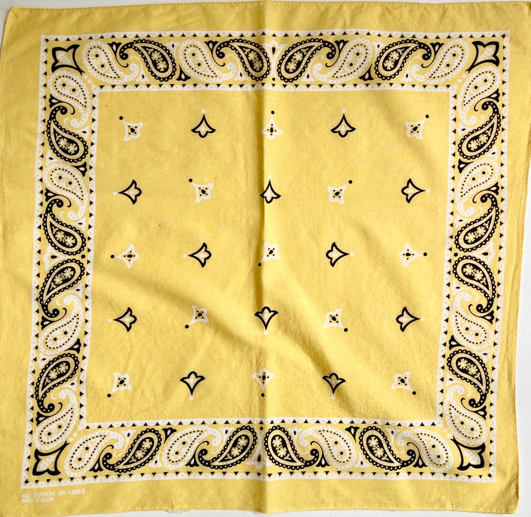 Faded Yellow Bandana Vintage 80s Color Fast Sun Drenched Lemon Yellow ...